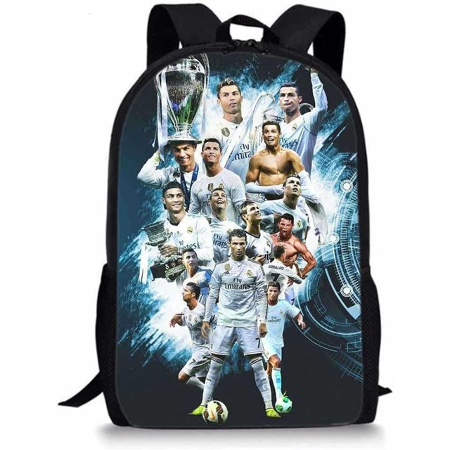 Soccer Player Cristiano Ronaldo Backpack,CR7 Lightweight Canvas Bookbag ...