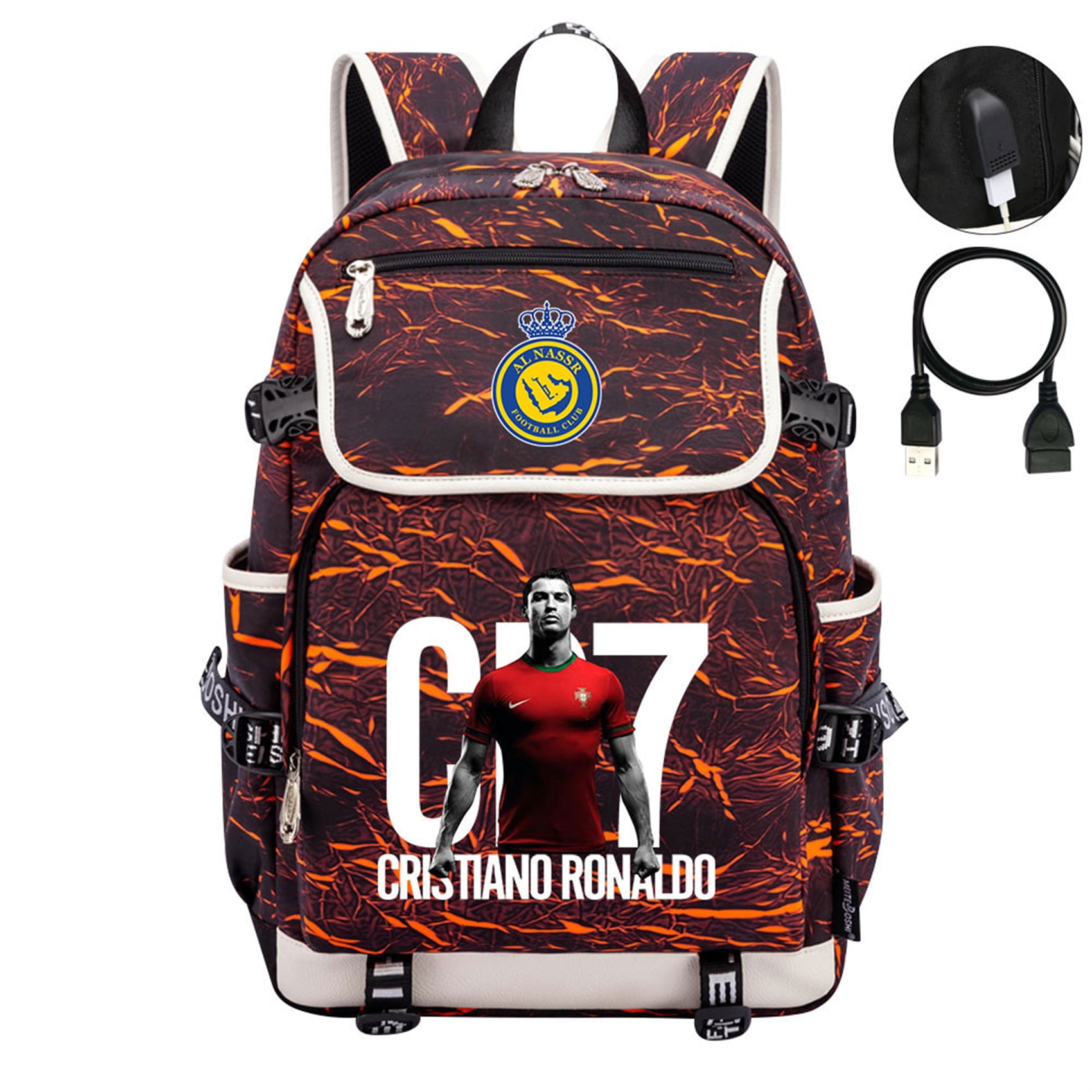 Soccer Player Cristiano Ronaldo Backpack-Student School Bookback with ...
