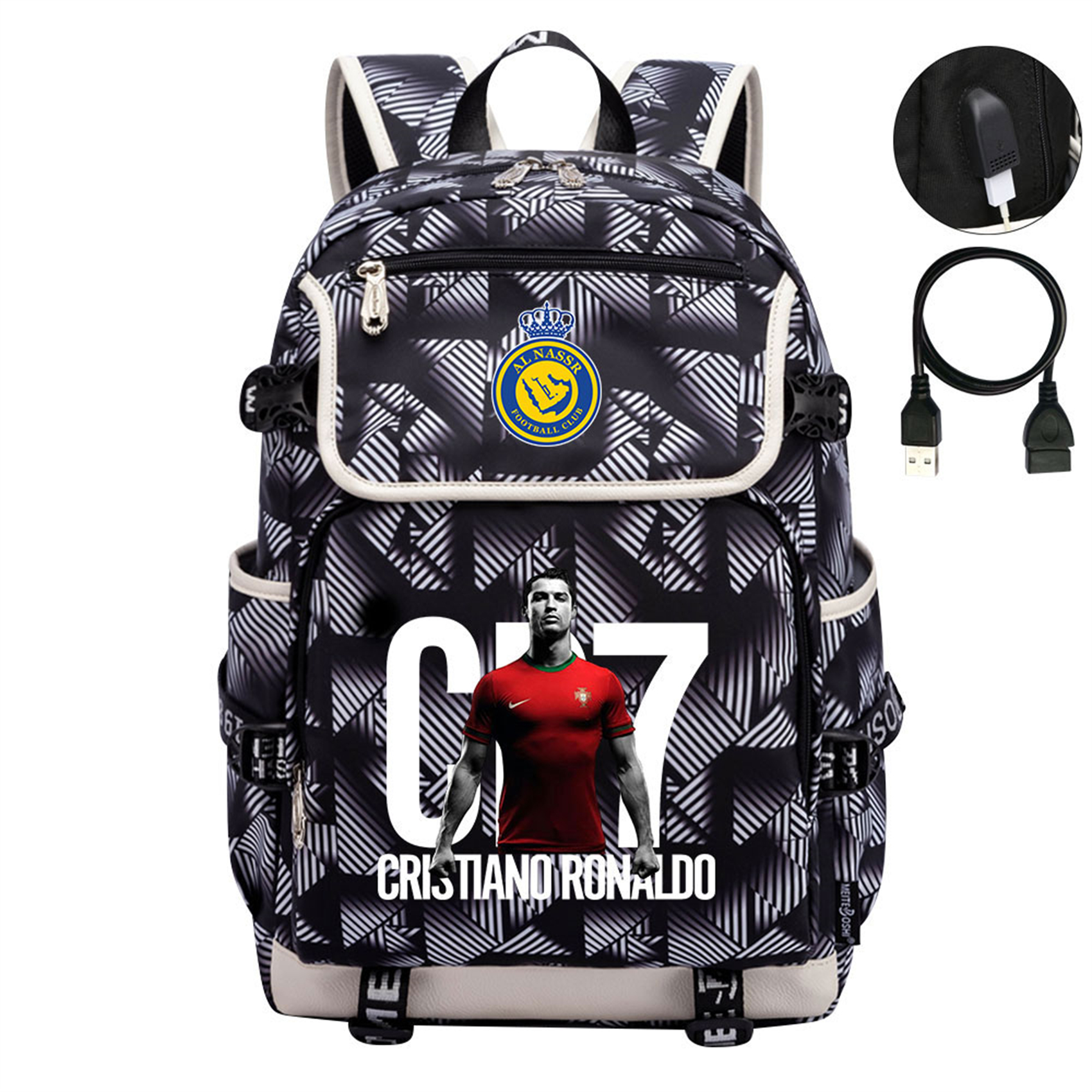 Soccer Player Cristiano Ronaldo Backpack-Student School Bookback with ...