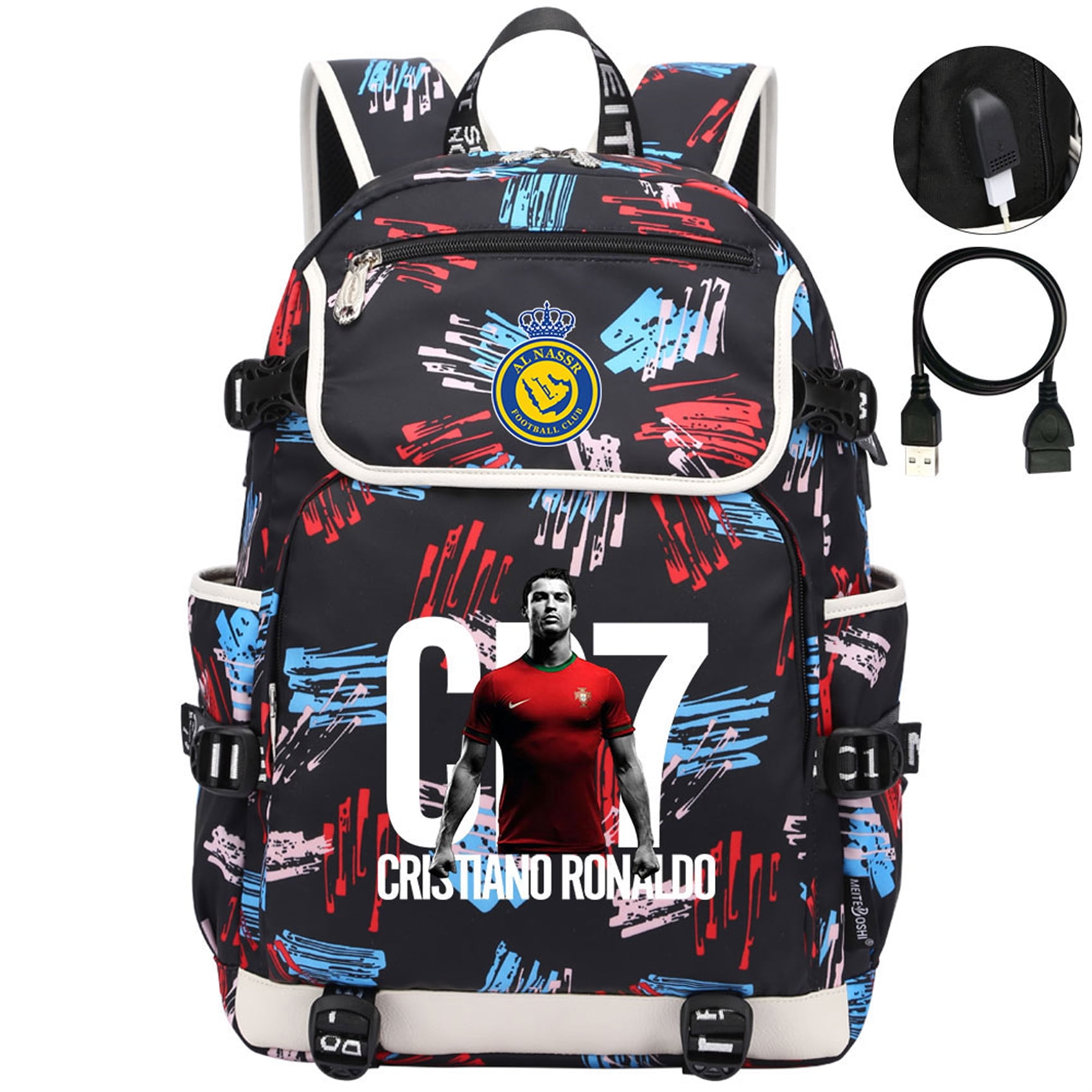 Soccer Player Cristiano Ronaldo Backpack-Student School Bookback with ...