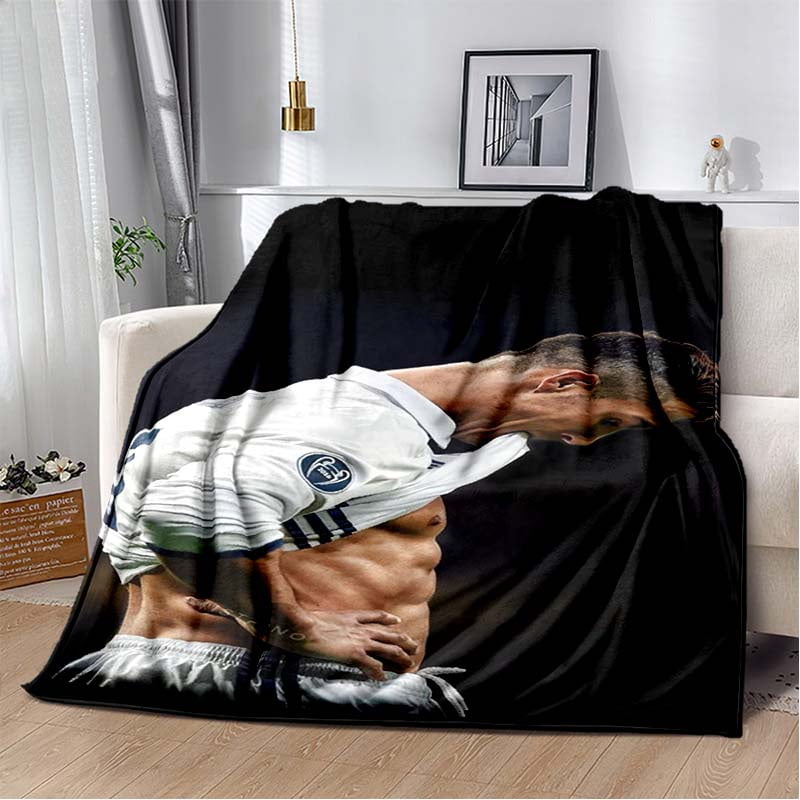Soccer Player Cristiano Ronaldo Blanket for Adults, Home Bedroom Cover, Outdoor Portable, Soft ...