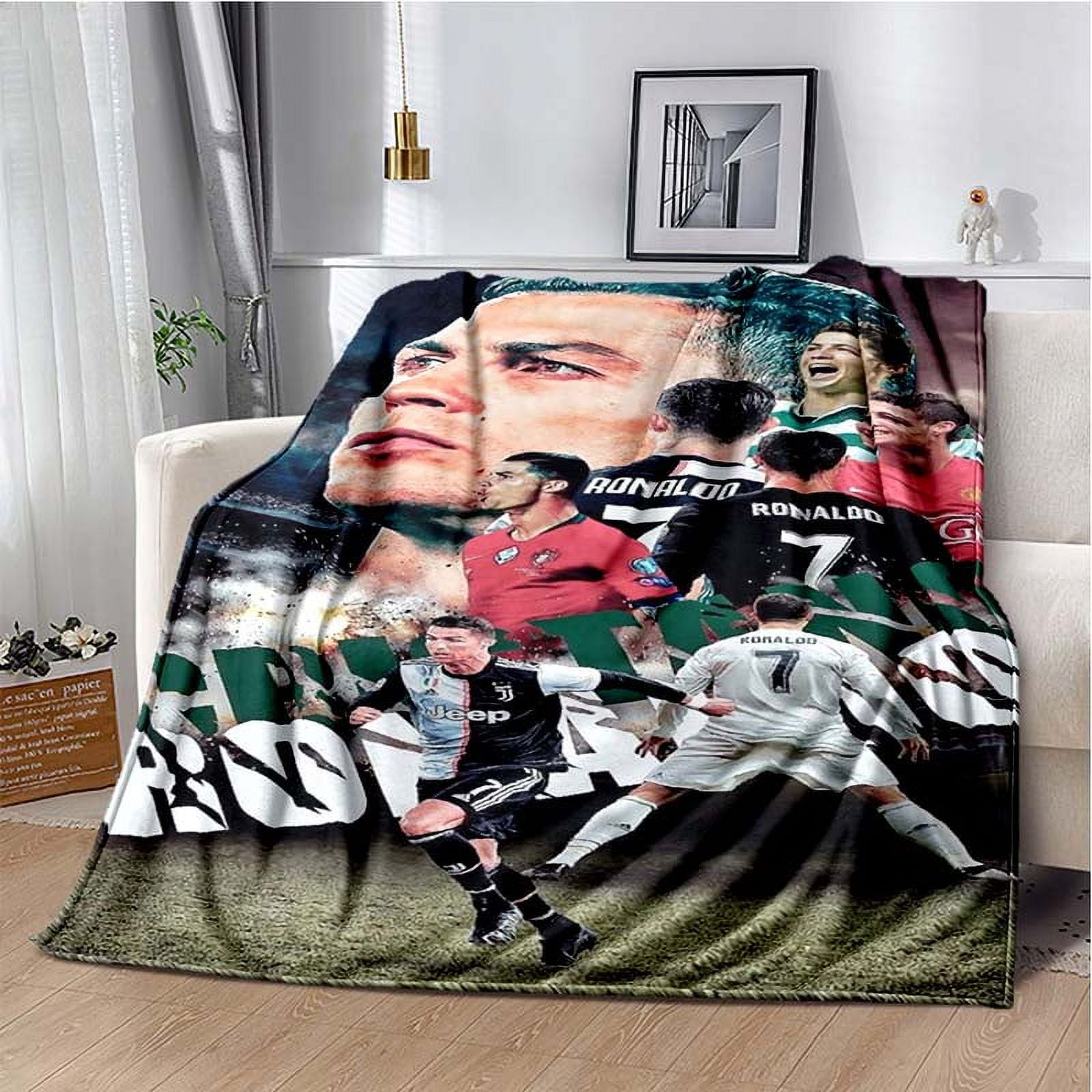 Soccer Player Cristiano Ronaldo Blanket for Adults, Home Bedroom Cover, Outdoor Portable, Soft ...