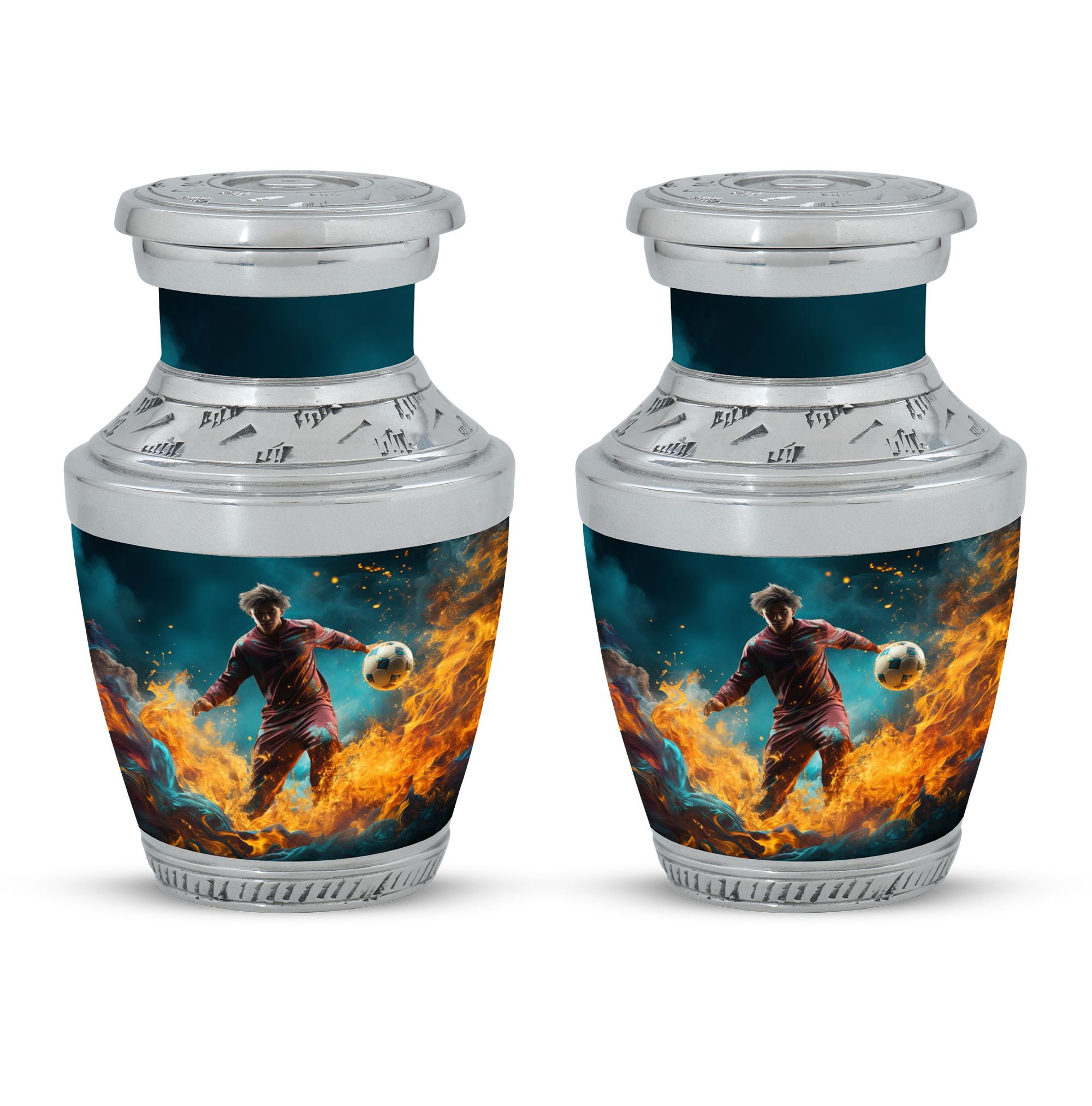 Soccer Player with Fire and Smoke Artwork Whispering Memories - Compact ...