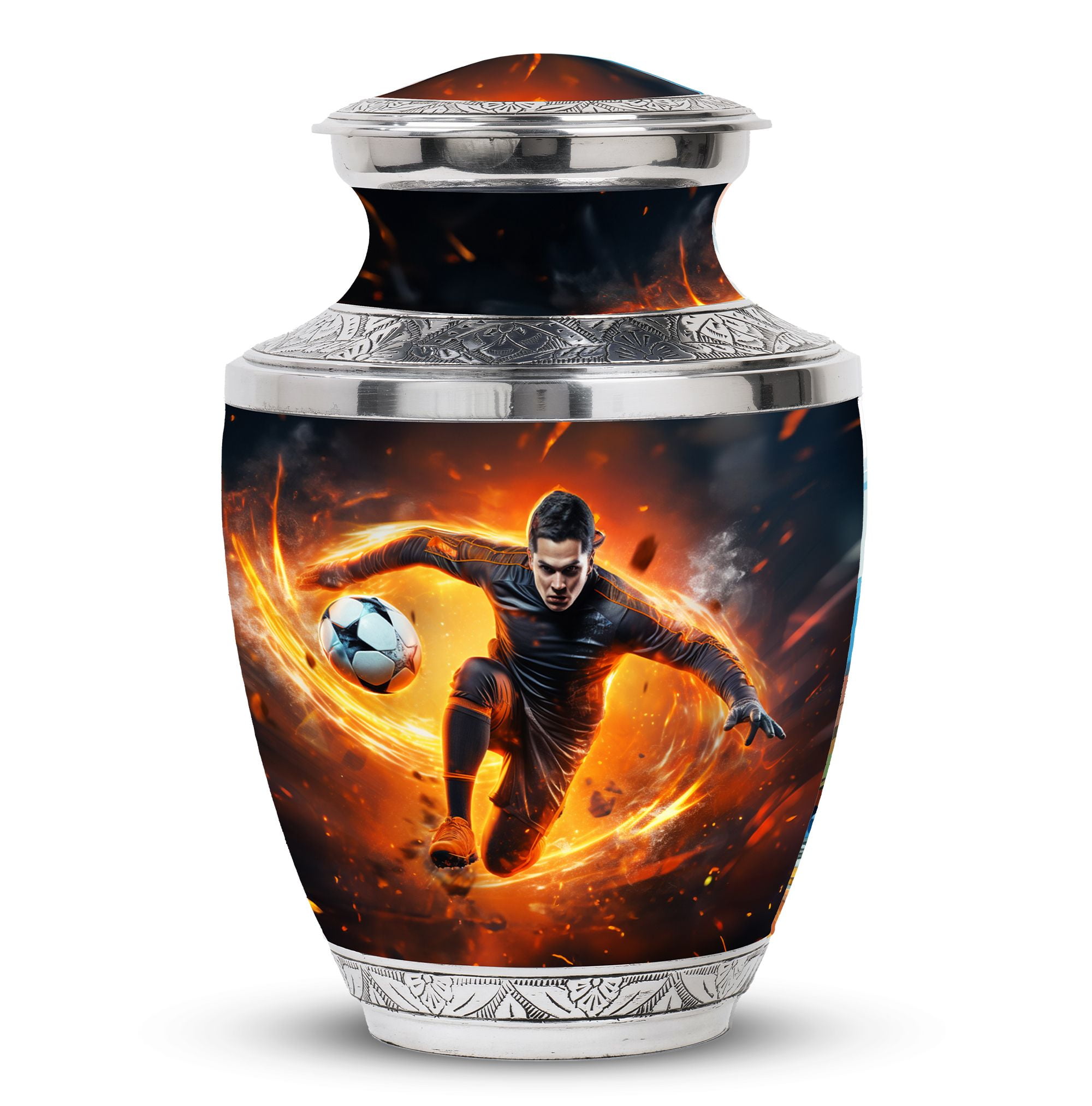 Soccer Player in Flaming Motion Artwork Soulful Sanctuary Large Unique ...
