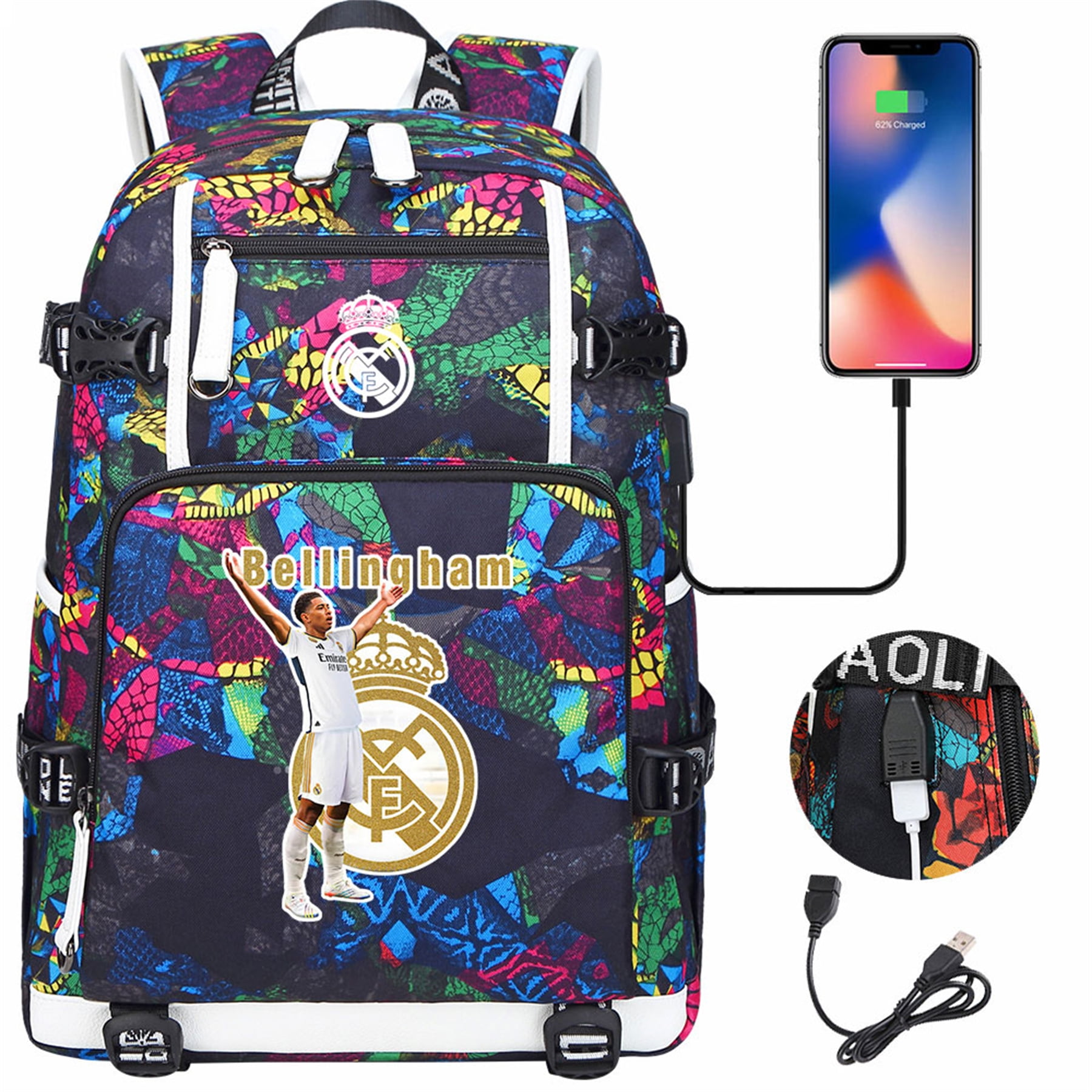 Soccer Player Jude Bellingham Backpack-Student Backt to School Bookbag ...