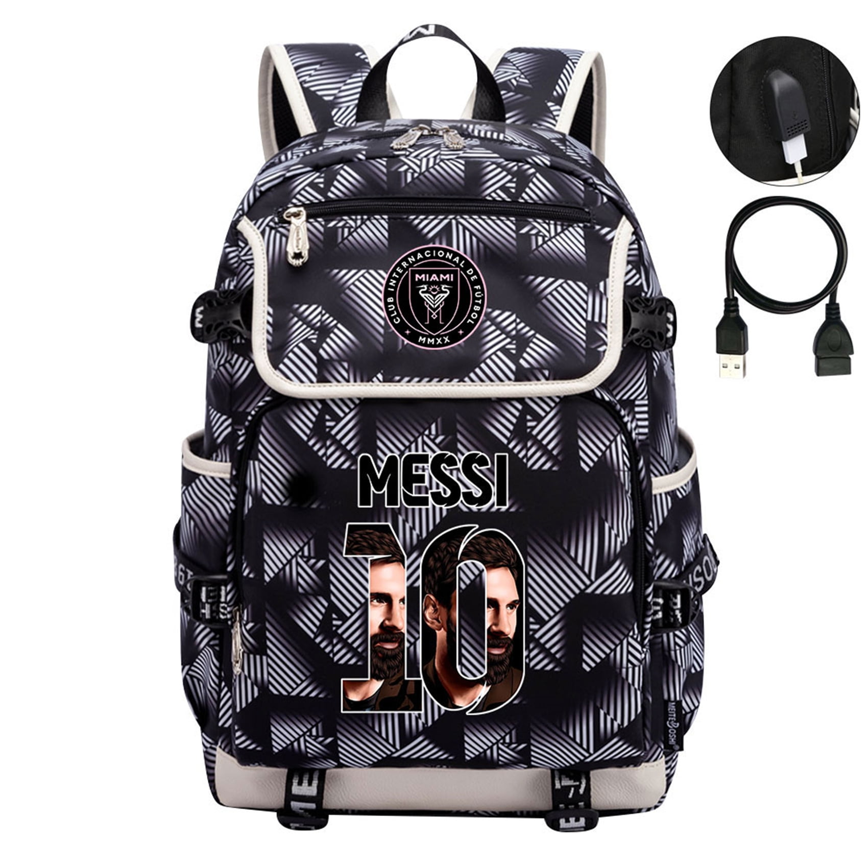 Soccer Player Messi_10 Backpack with USB Charging Port-Student Back to ...