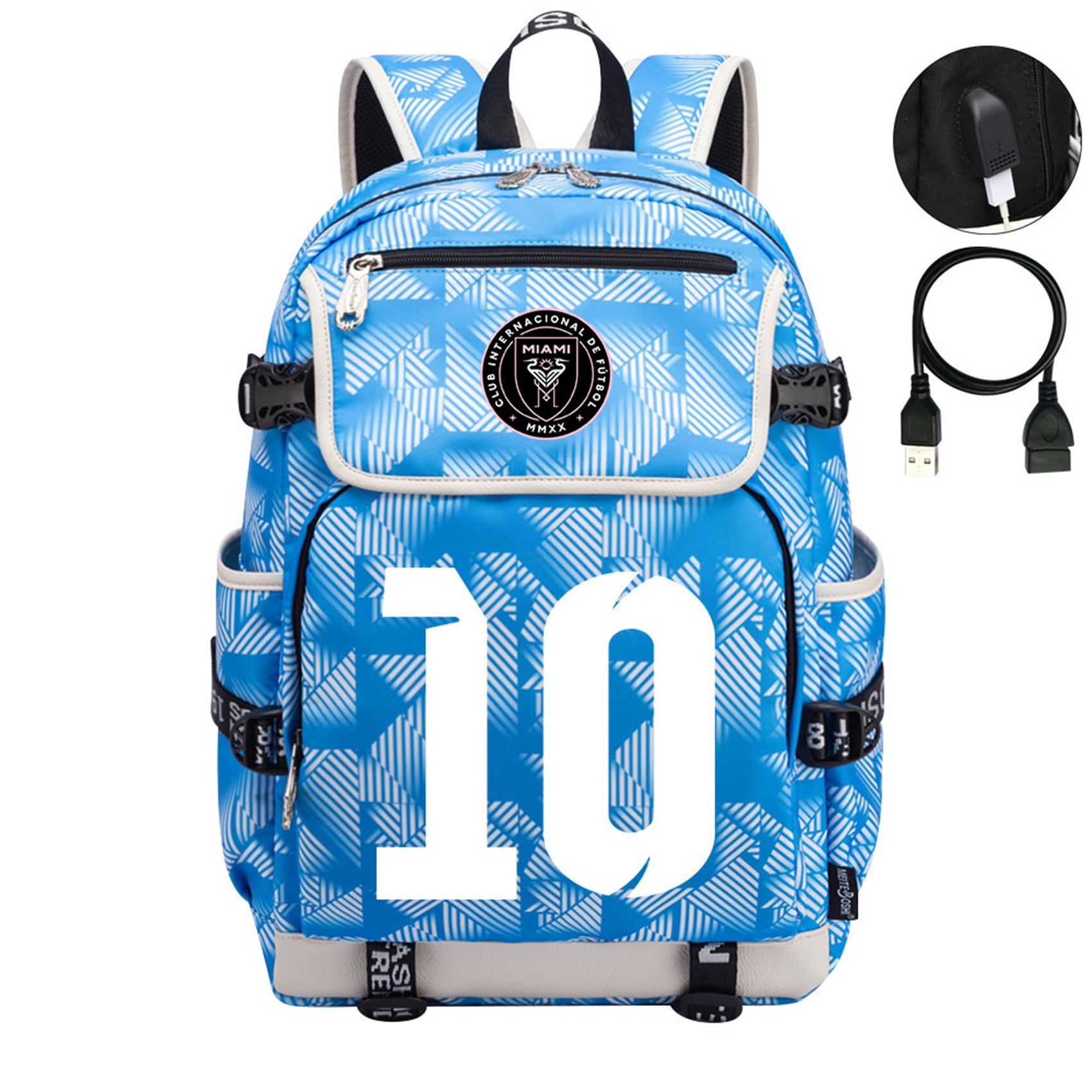 Soccer Player Messi_10 Backpack with USB Charging Port-Student Back to ...
