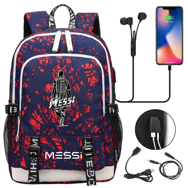 Soccer Player Messi_10 Canvas Backpack Multifunction Laptop Knapsack ...