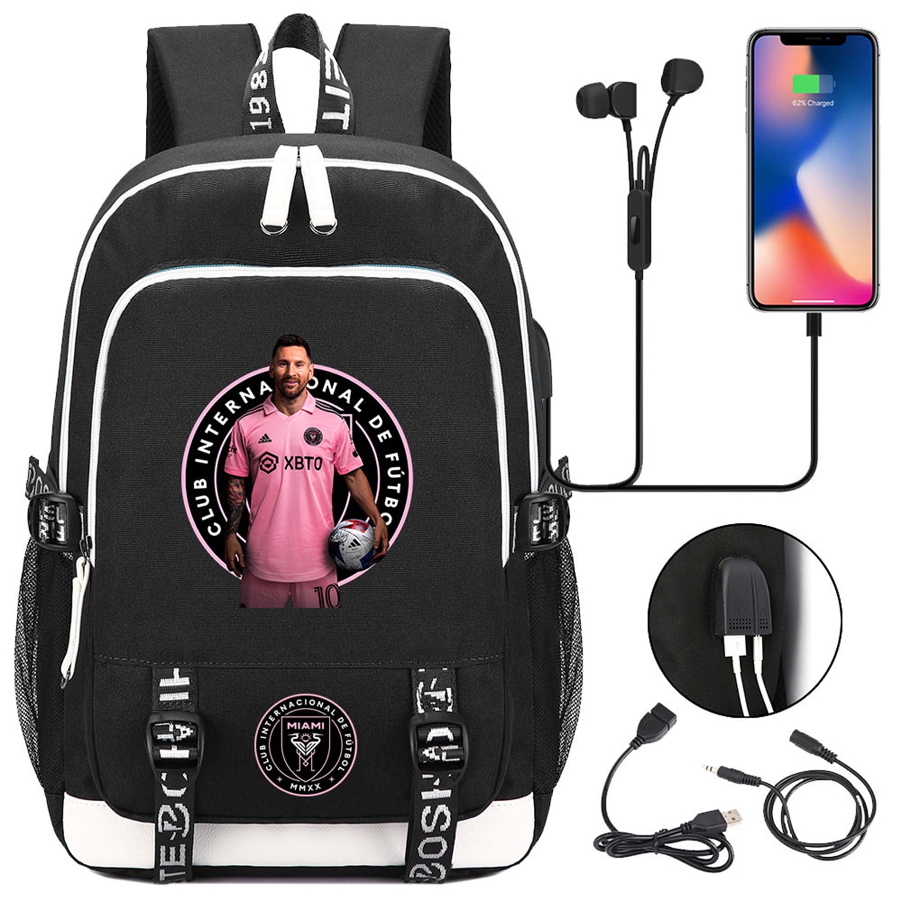 Soccer Player Messi_10 Laptop Backpack with USB Charge Port-Casual ...