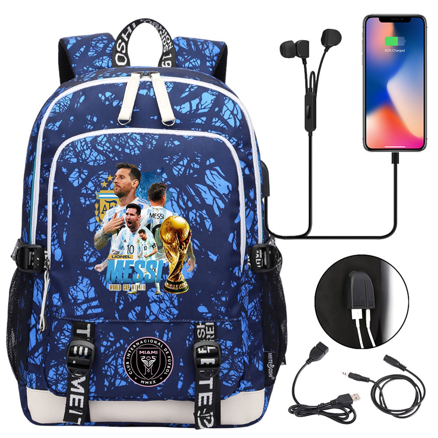 Soccer Player Messi_10 Multifunction Backpack-Large Capacity Laptop ...