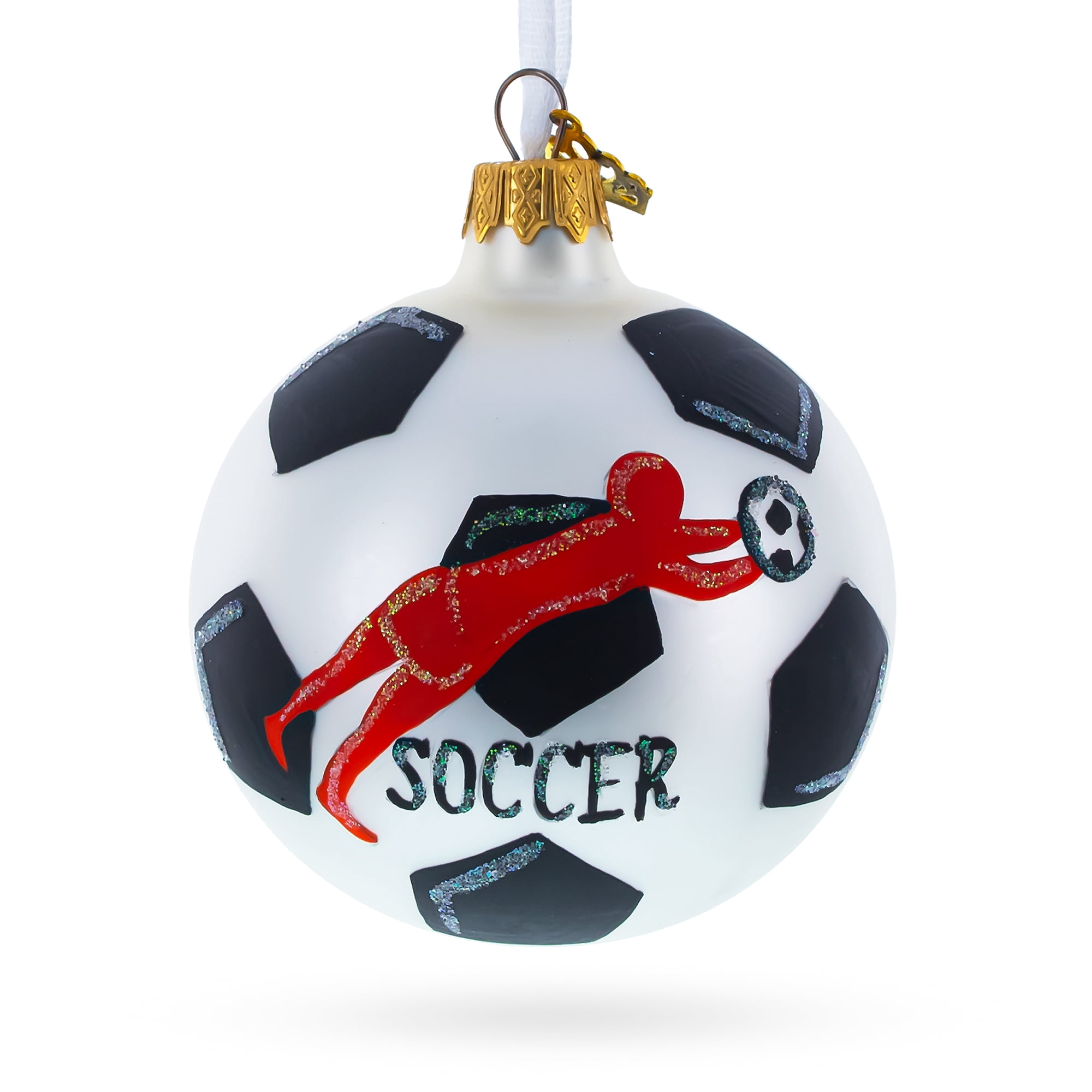Soccer Player in Action Glass Ball Christmas Sports Ornament 3.25 ...