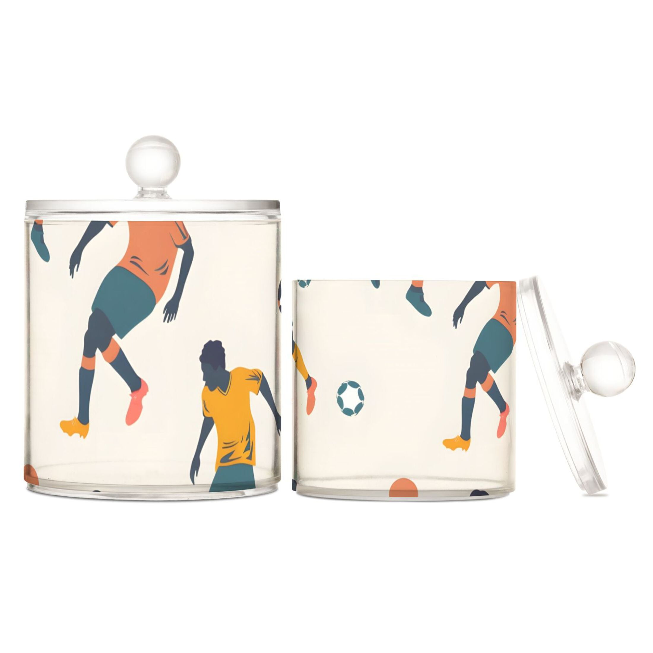 Soccer Players Playing Soccer Translucent Plastic Cans Storage ...