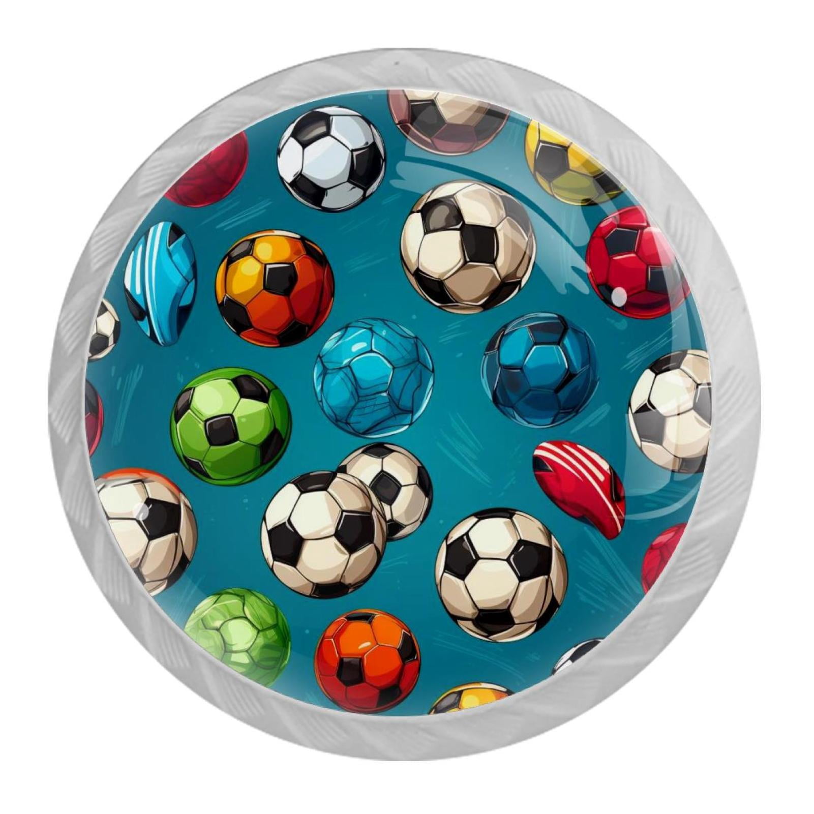 Soccer Prints Drawer Knobs, 4 Piece Set Decorative Kitchen Knobs ...
