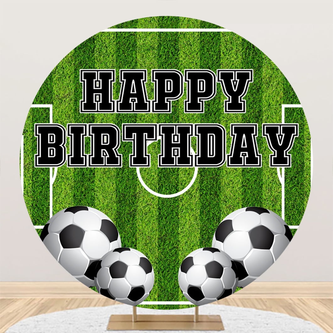 Soccer Round Backdrop Cover Sports Theme Football Field Customize Boy ...