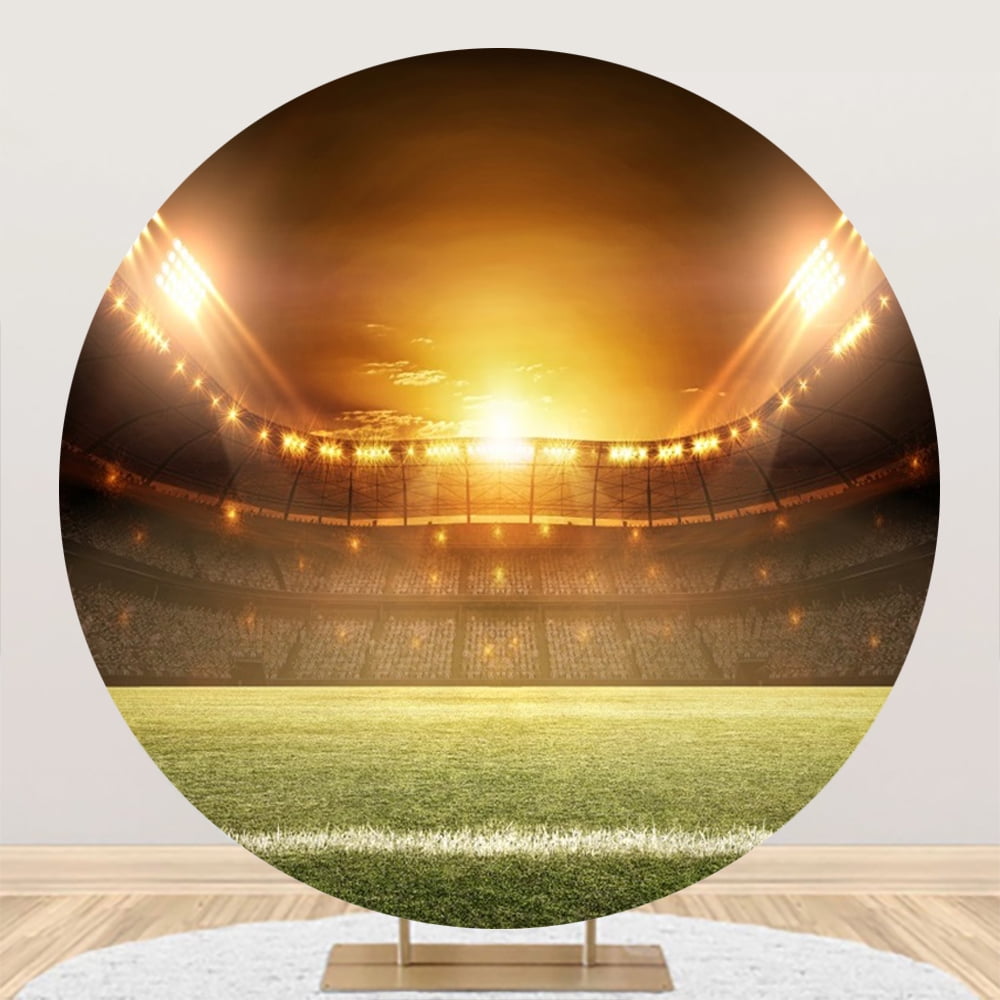 Soccer Round Backdrop Cover Sports Theme Football Field Customize Boy ...