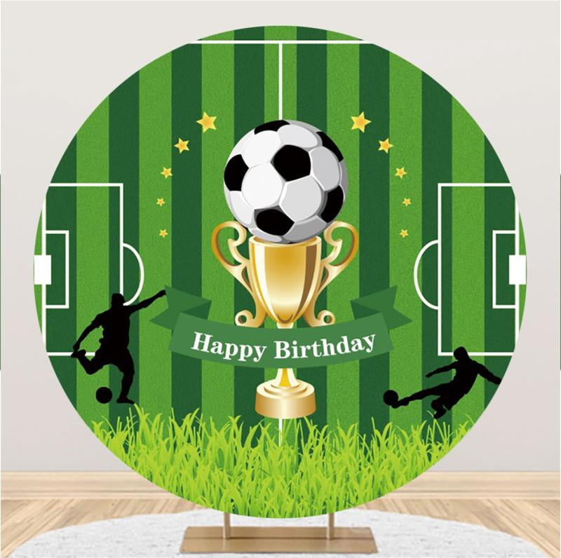 Soccer Round Backdrop Cover Sports Theme Football Field Customize Boy ...