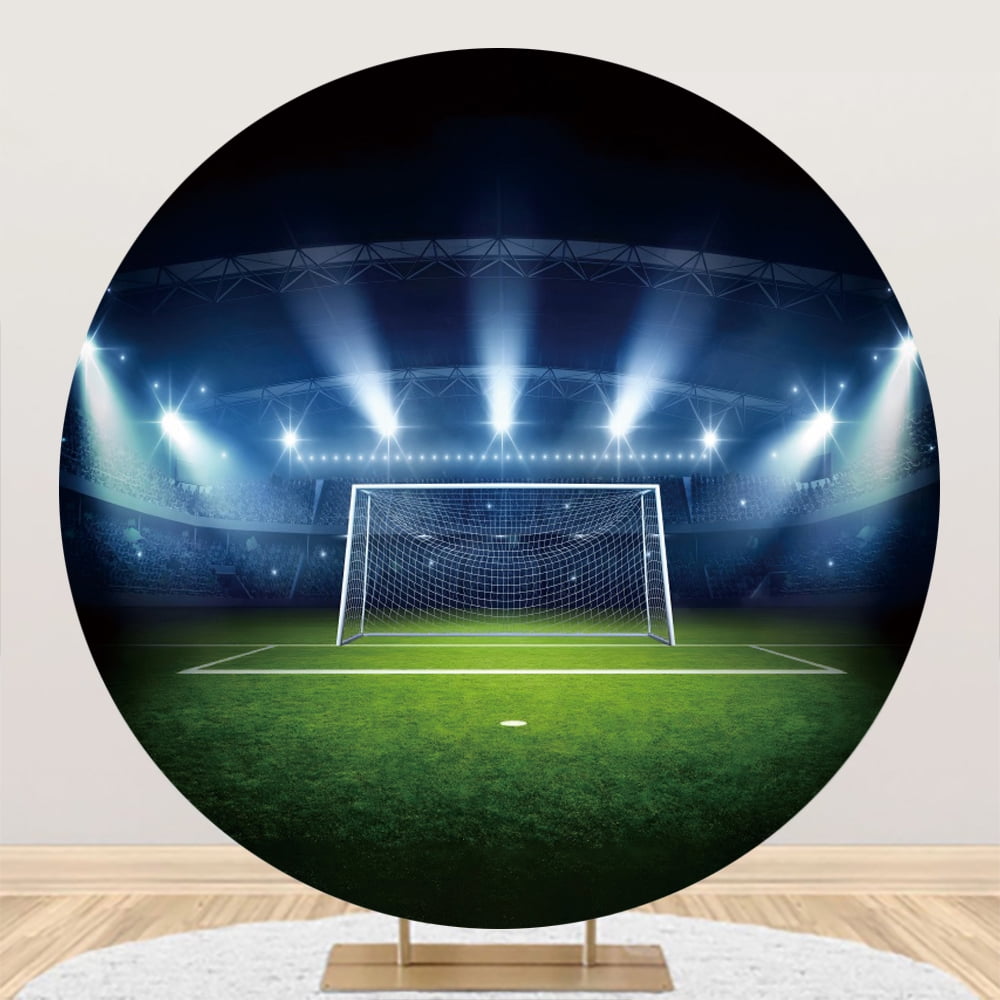 Soccer Round Backdrop Cover Sports Theme Football Field Customize Boy ...