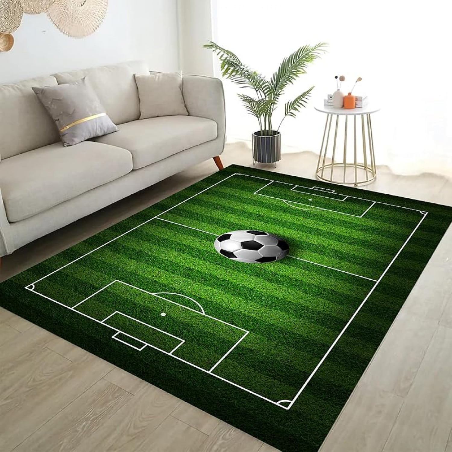 Soccer Rug for Boys Bedroom 2'x3' Non Slip Sports Rug,Soccer Field Rug ...
