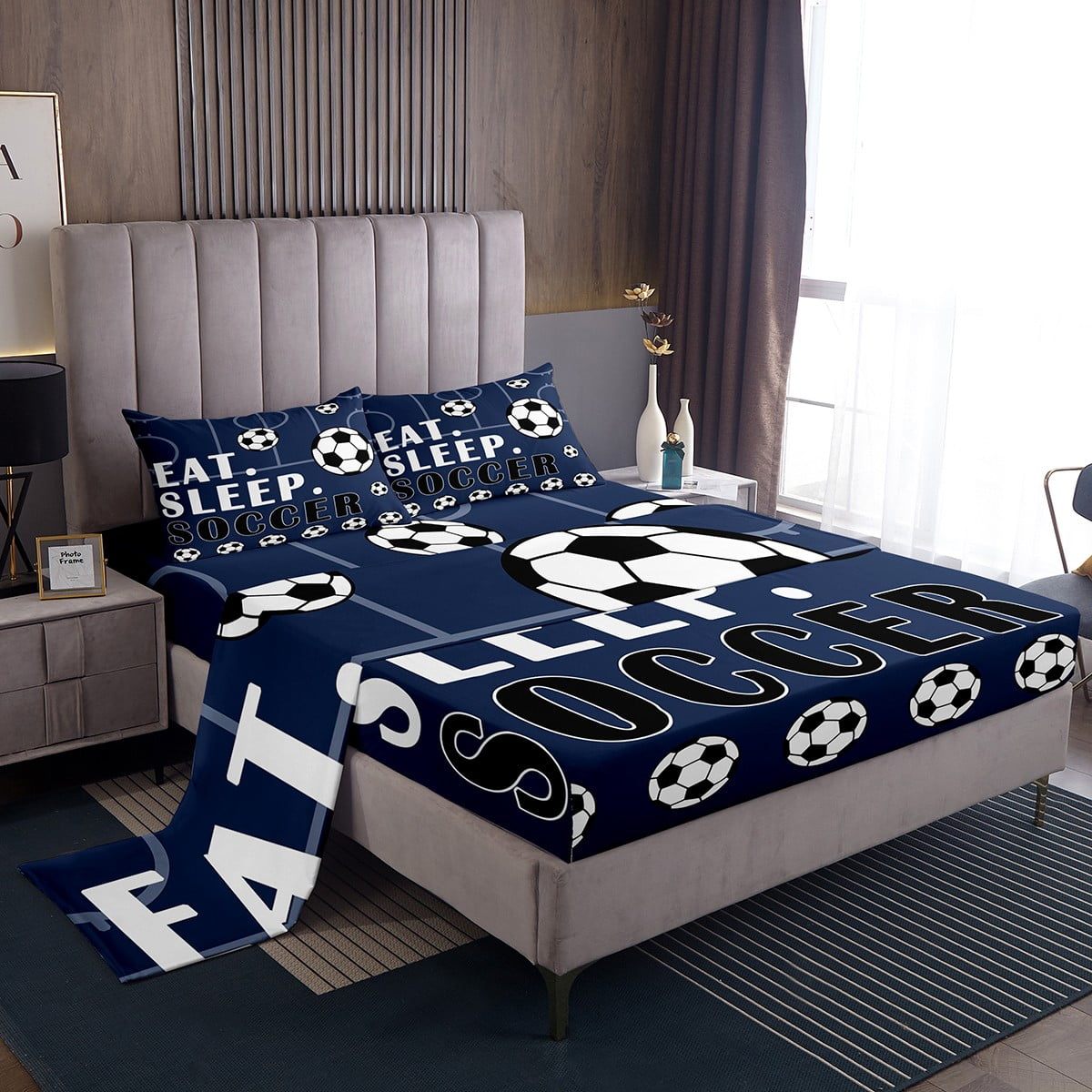 Soccer Sheets Queen Size Bed Set Sports Bedding Sets Football Bed ...