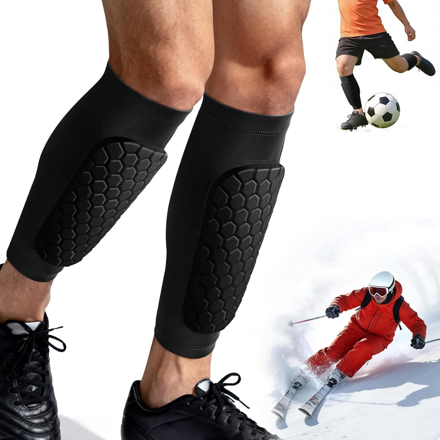 Soccer Shin Defender Shin Guards for Kids Youth Adult, Honeycomb Calf ...