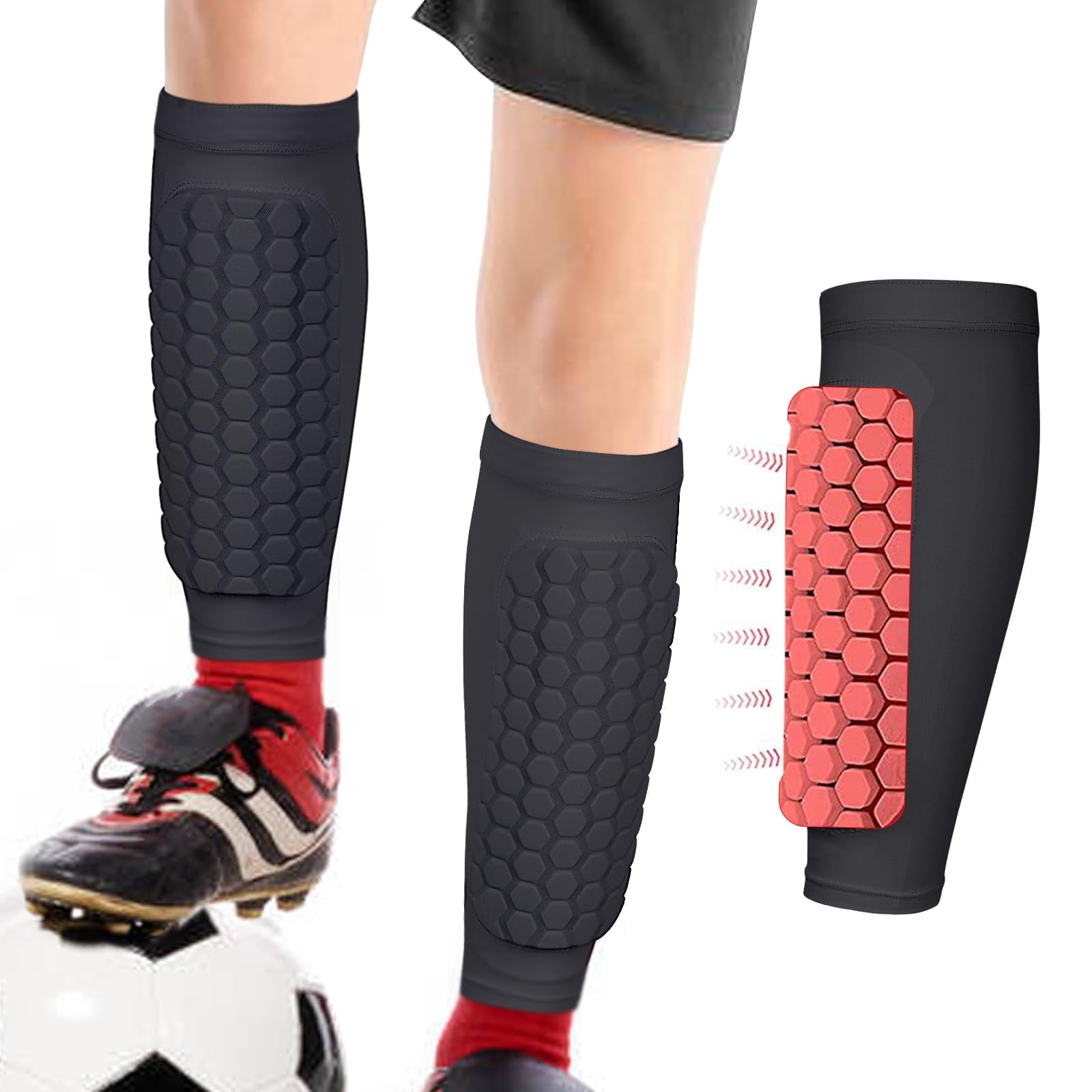 Airvexalon Soccer Shin Guards - Compression Sleeve with Honeycomb ...