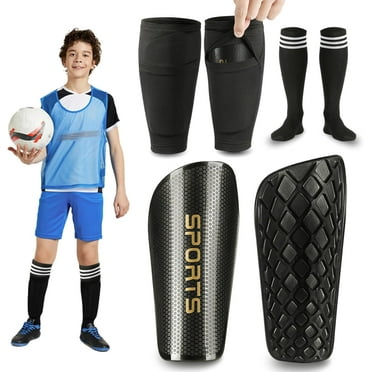 Shin Defender Shin Guards Kids 2 Pack - Honeycomb Padding Soccer Guards ...
