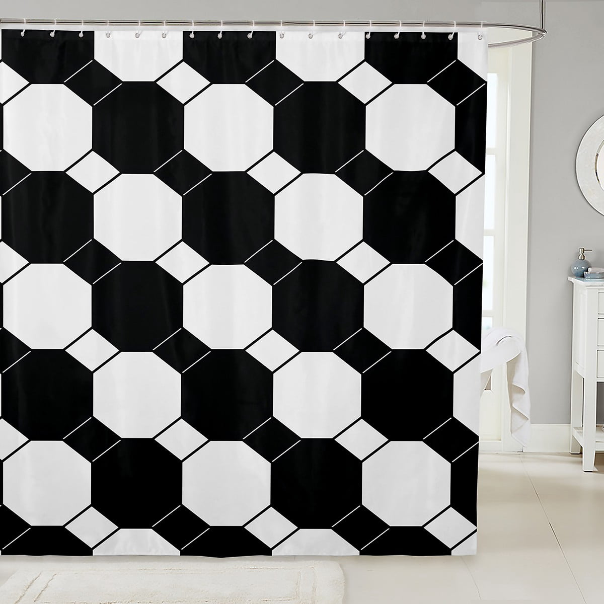 Soccer Shower Curtain Sports Bath Curtain 3D Football Bathroom Decor ...