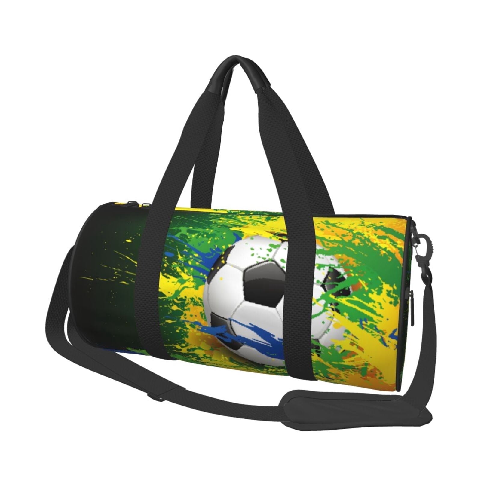 Soccer Small Round Sport Duffel Bag, 17" Shoulder Airport Travel Bag ...