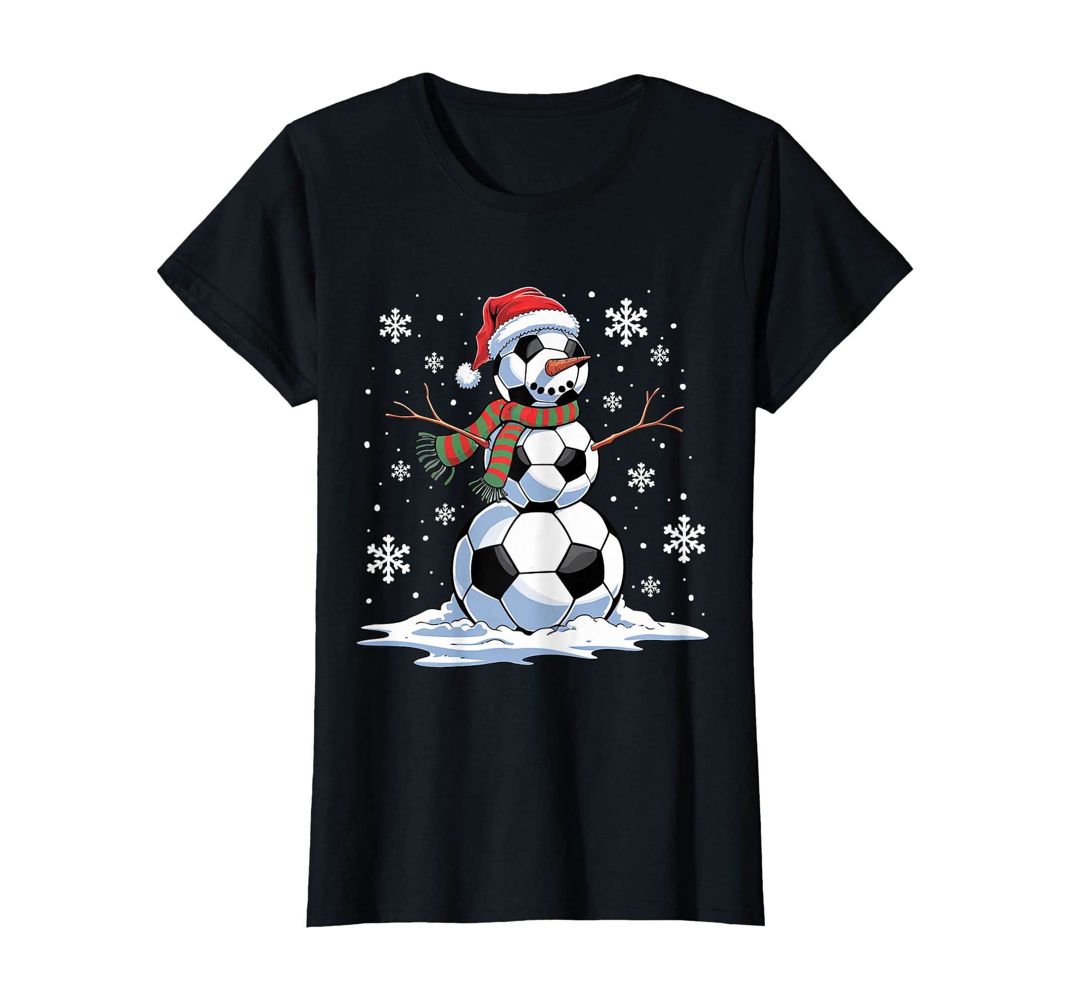 Soccer Snowman Soccer Player Santa Hat Christmas Funny T-Shirt, Unisex ...