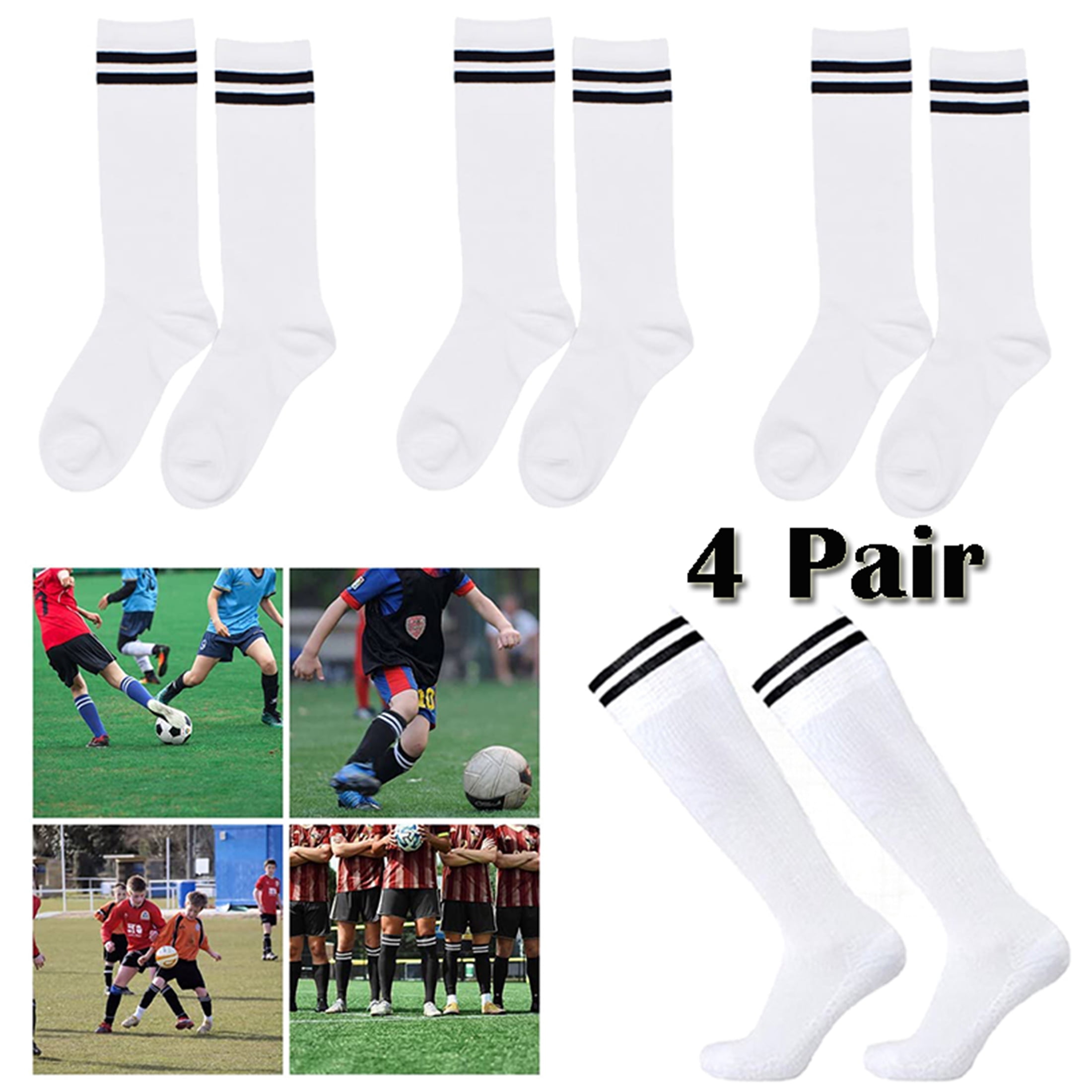 Soccer Socks for Men, Elbourn 4 Pairs Stretchy Compression Knee High ...
