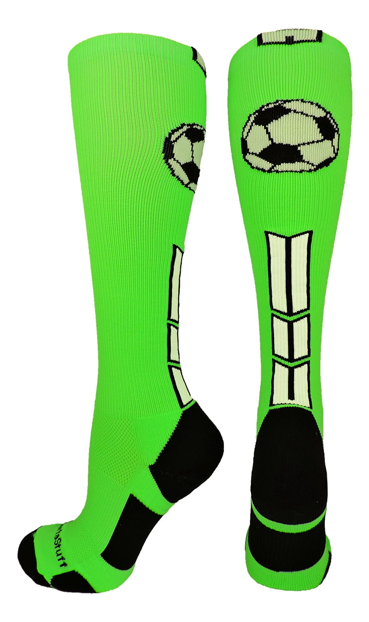 Soccer Socks with Soccer Ball Logo Over the Calf (Neon Green/Black ...