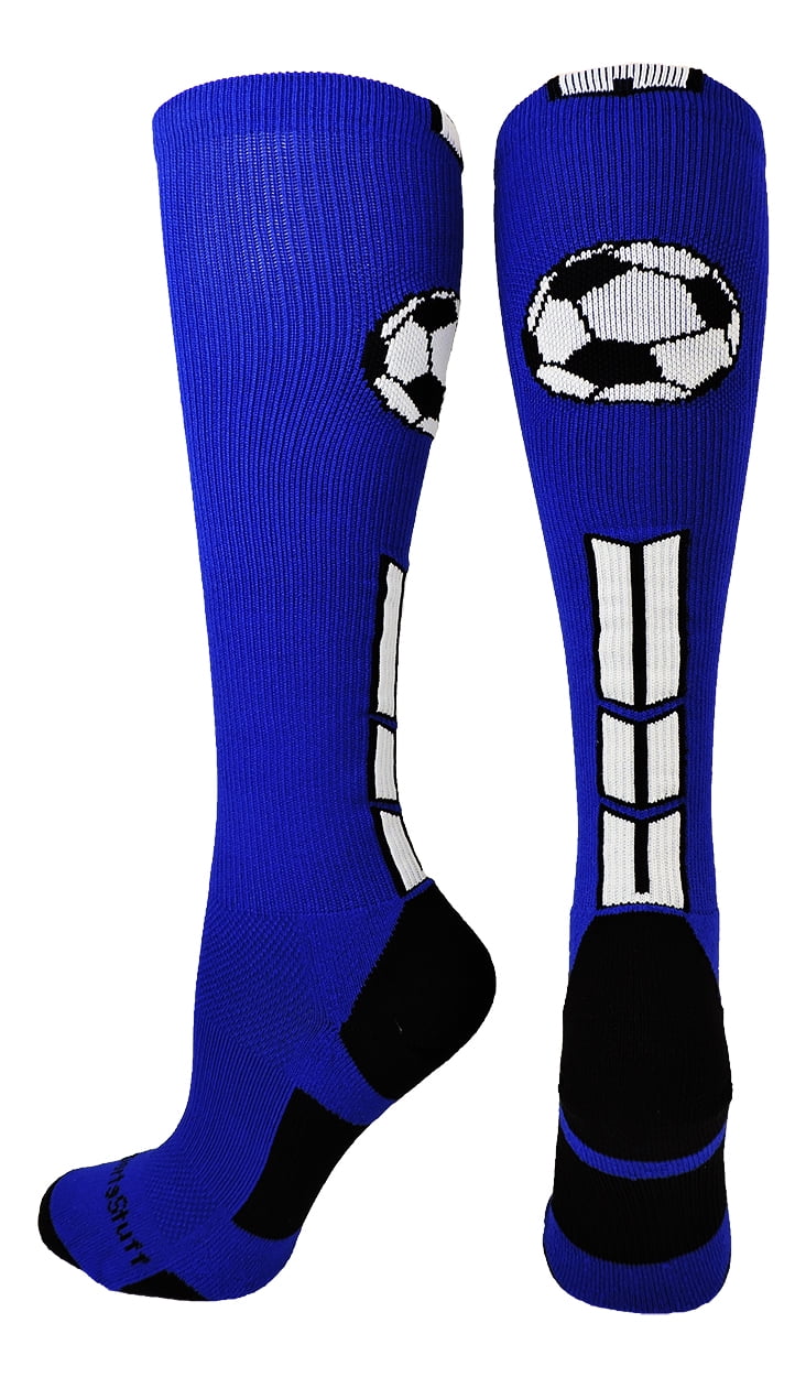 Soccer Socks with Soccer Ball Logo Over the Calf (Royal/Black/White ...