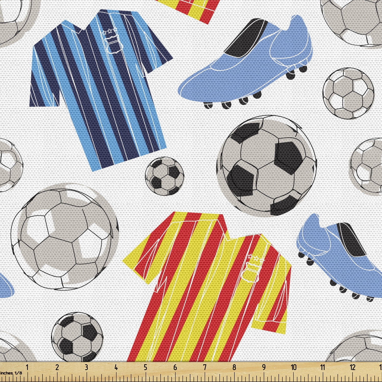 Ambesonne Soccer Fabric by the Yard Upholstery, Sports Clothes Shoes, 2 ...