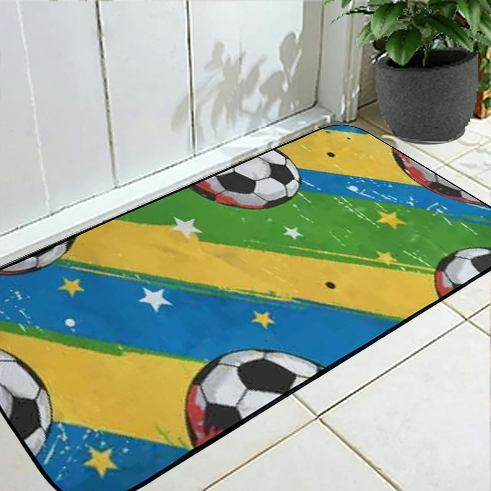 Soccer Sport Ball Pattern Doormat Entryway Mats Decorative Welcome Mat ...