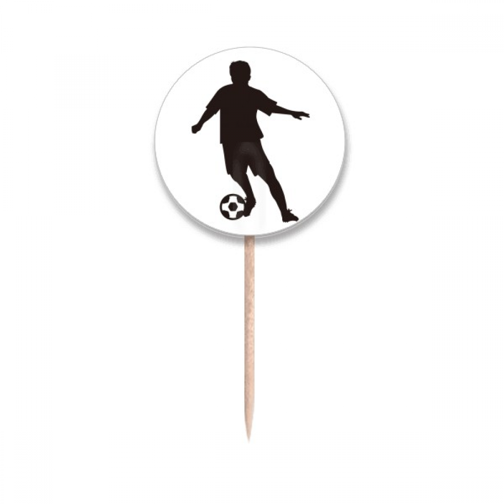 Soccer Sports football FOutline Toothpick Flags Round Labels Party ...