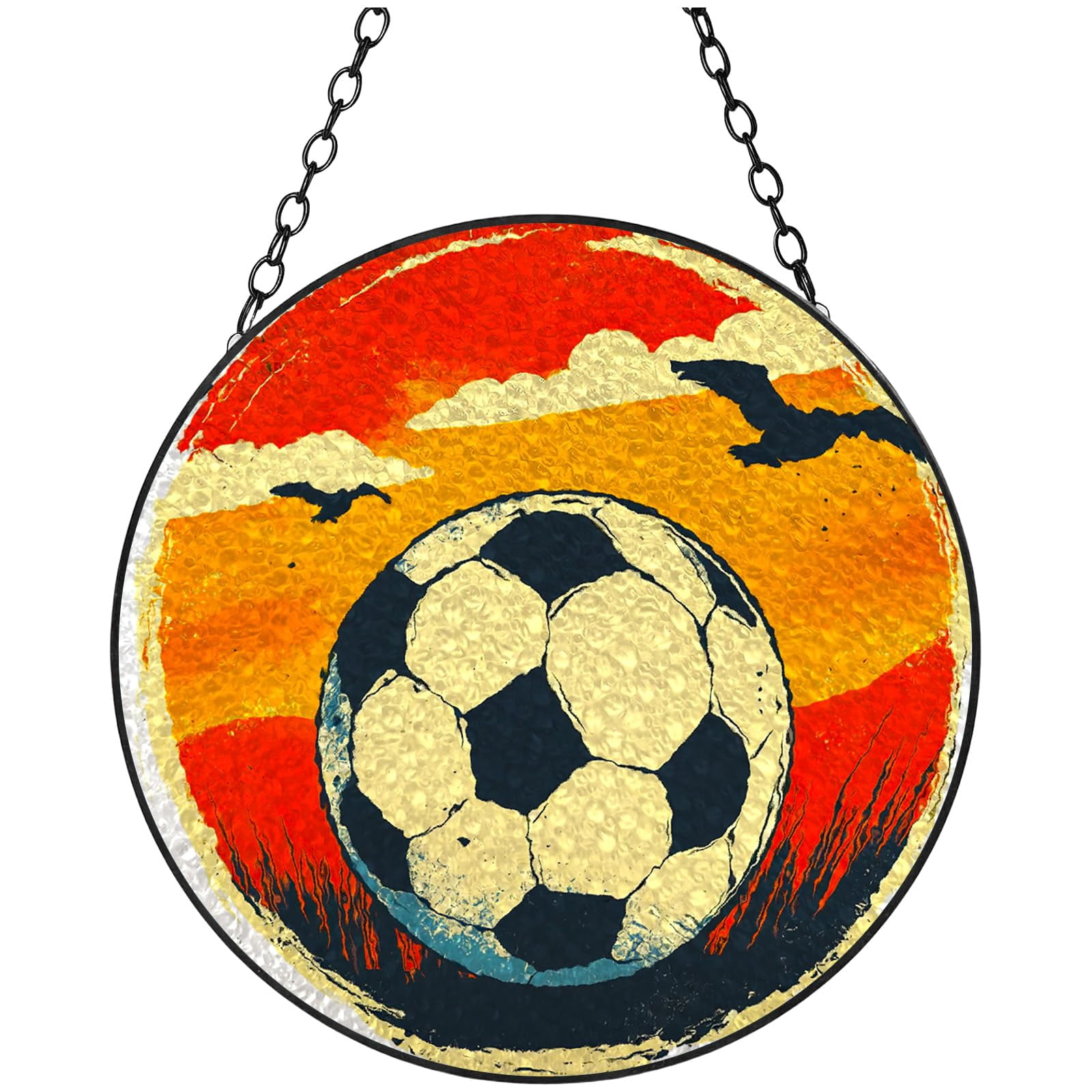 Soccer Stained Glass Suncatcher Colored Handmade Window Hangings Glass ...