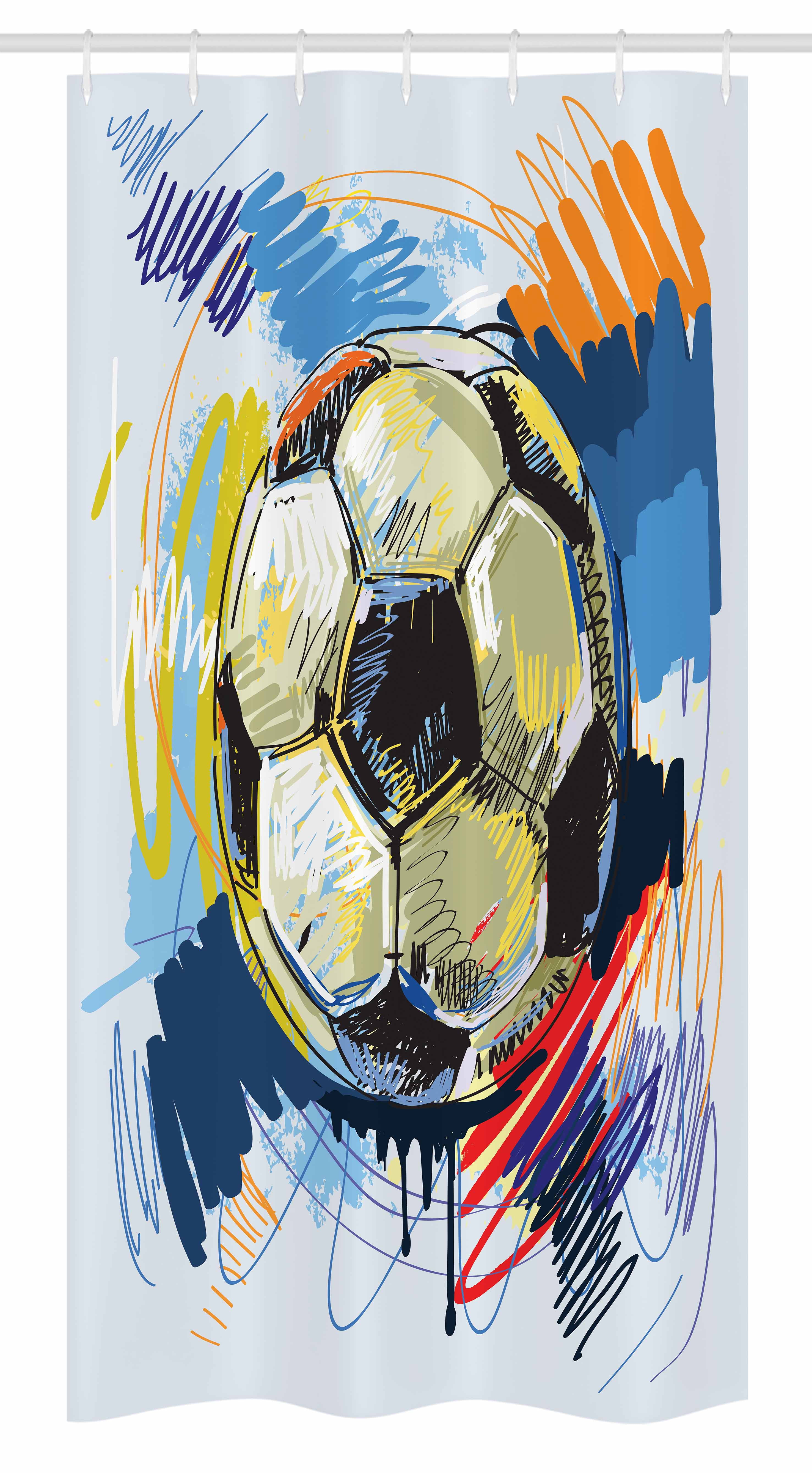 Soccer Stall Shower Curtain, Spherical Soccer Ball Illustration with ...
