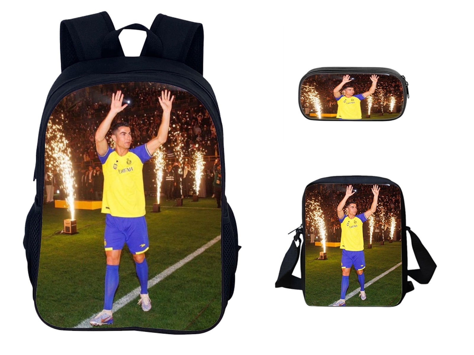 Soccer Star Cristiano Ronaldo Backpack Shoulder Bag+Small Case Student ...