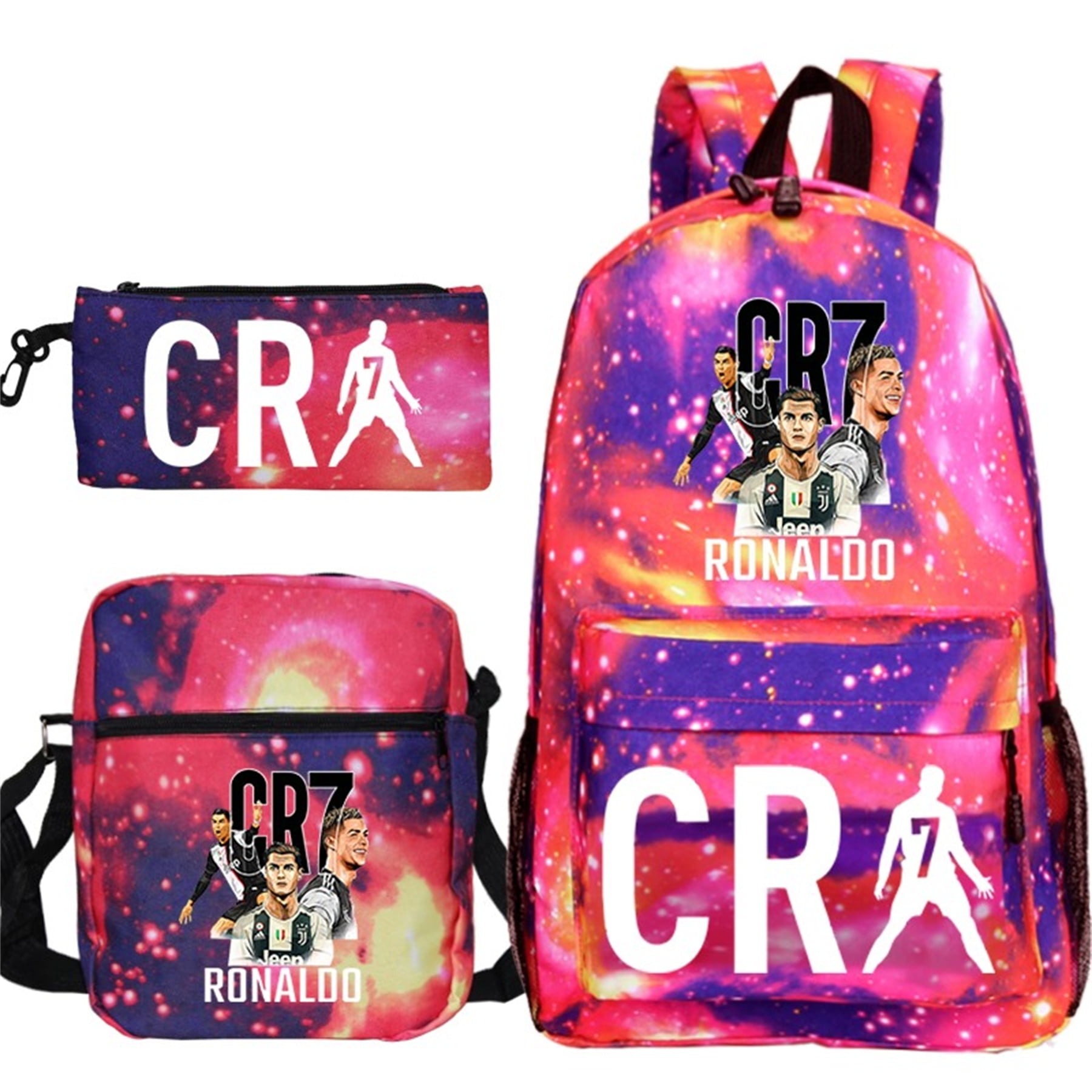 Soccer Star Cristiano Ronaldo Backpack,Student 3 in 1 School Bag Set ...