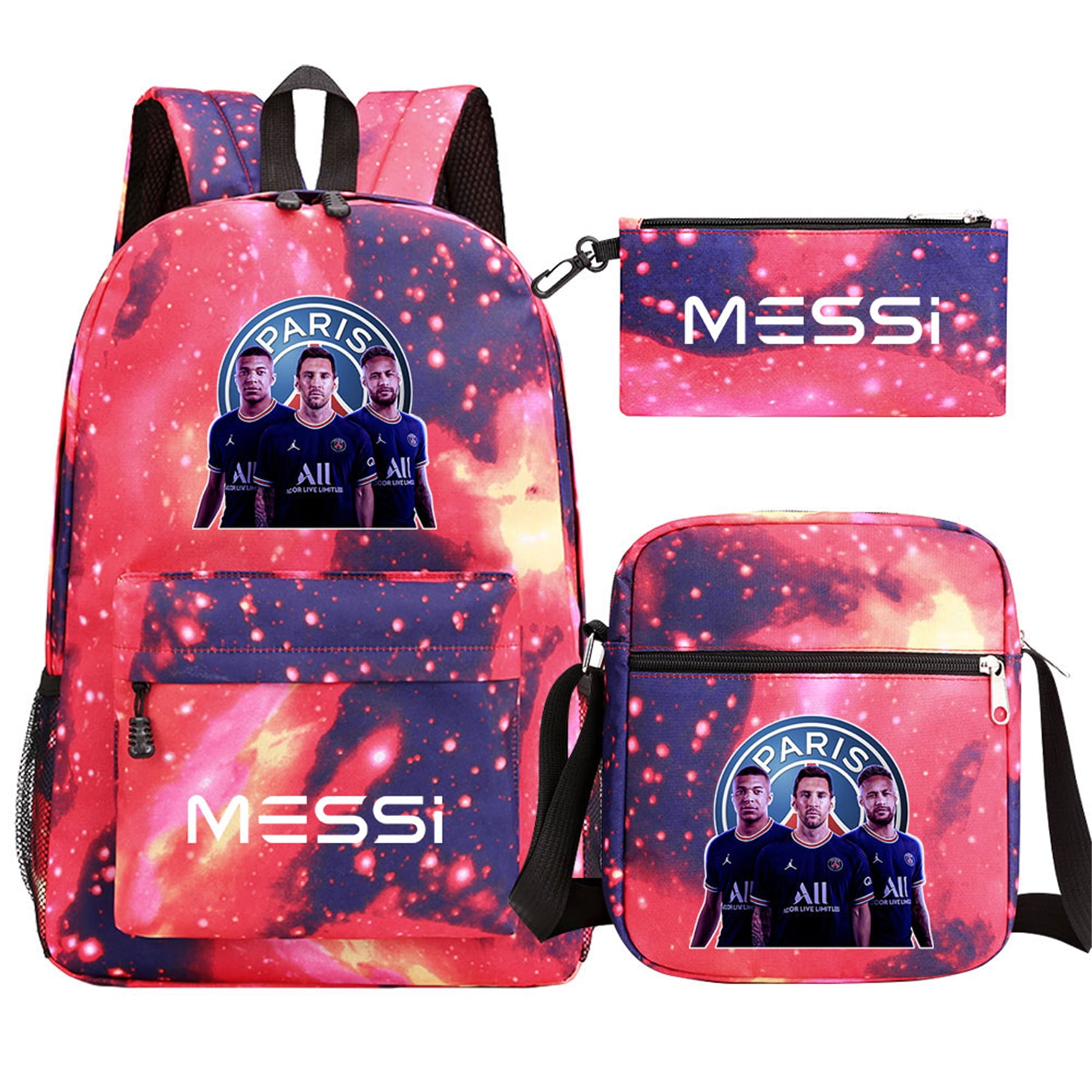 Soccer Star Messi_10 Backpack Set Student 3 in 1 Schoolbag Set ...