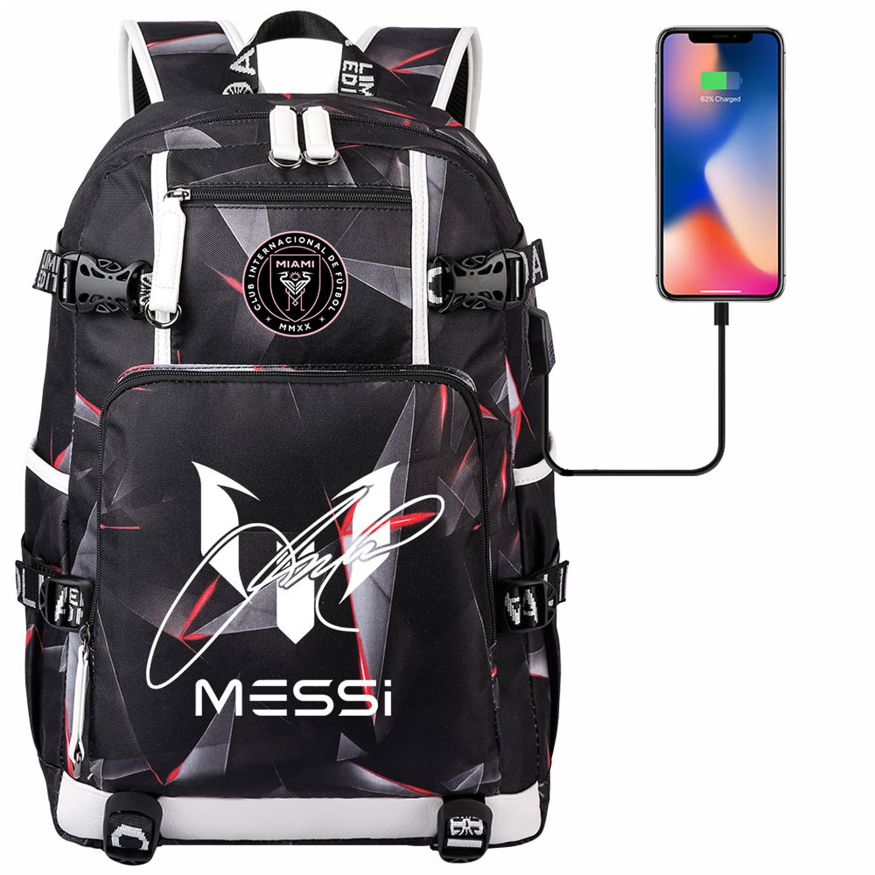 Soccer Star Messi_10 Backpack with USB Charging Port Student Back to ...