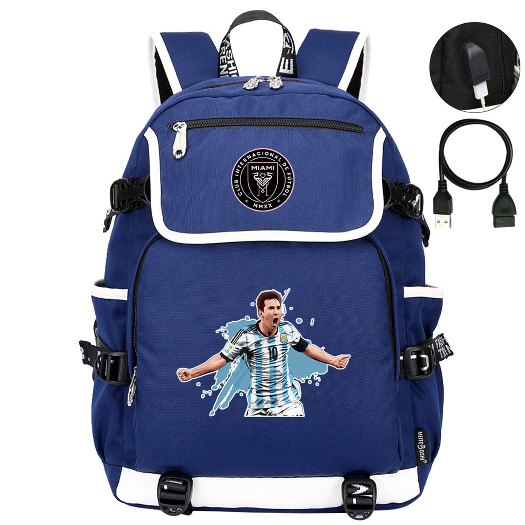 Soccer Star Messi_10 Graphic Backpack Waterproof Laptop Rucksack with ...