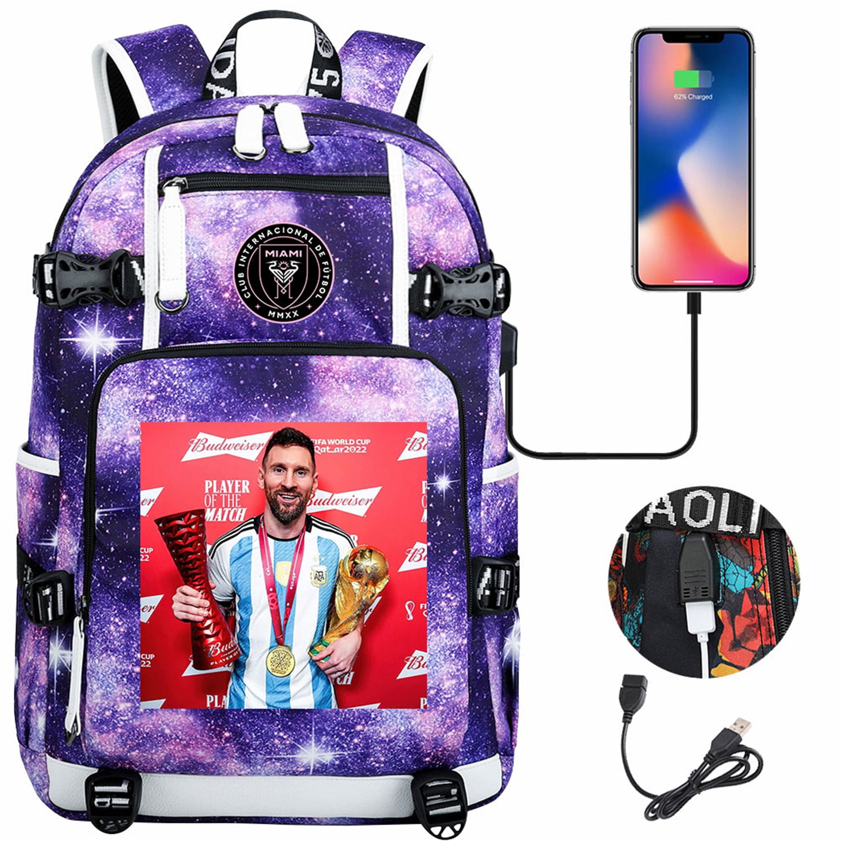 Soccer Star Messi_10 Multifunctional Backpack Student Back to School ...