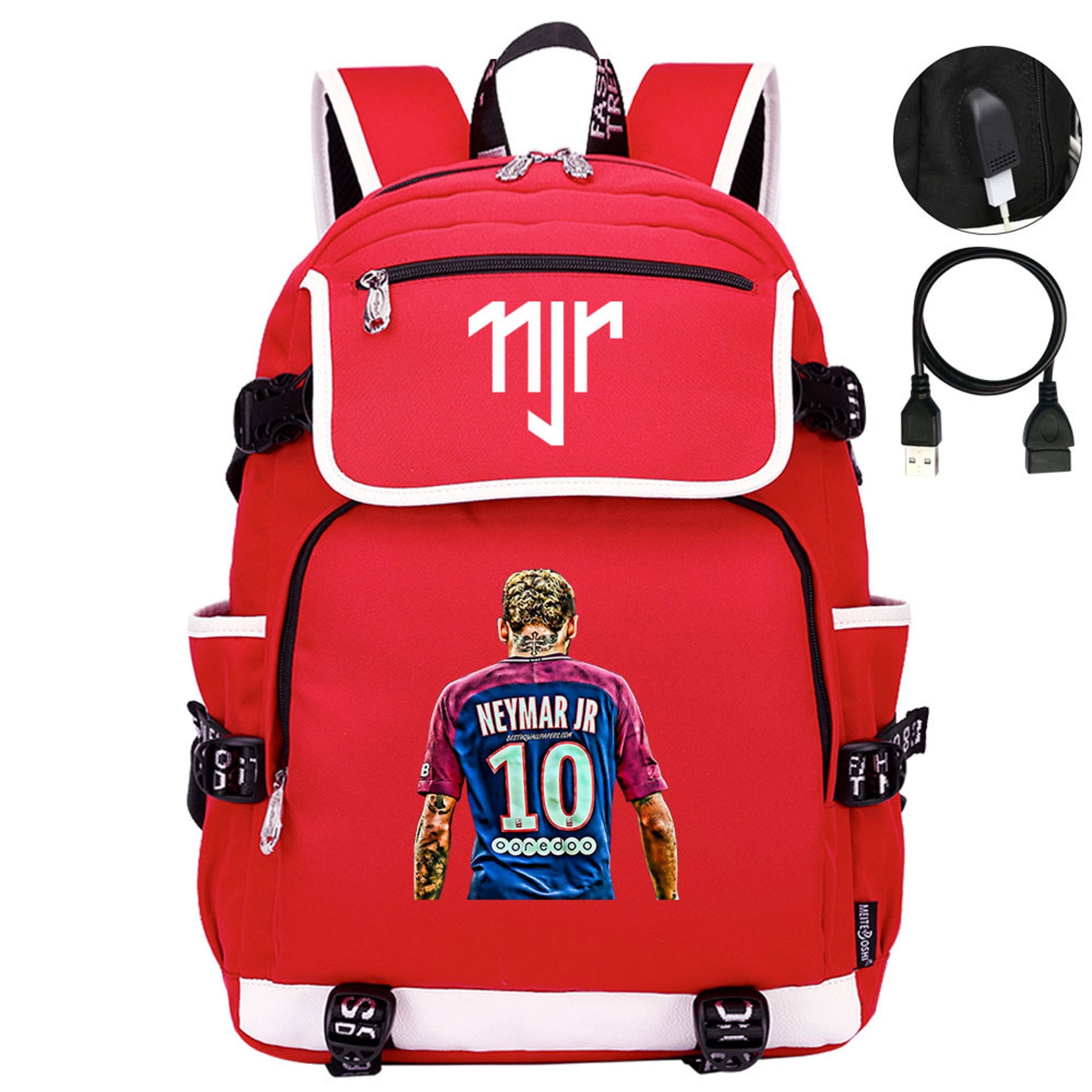 Soccer Star Neymar JR Laptop Backpack Student Back to School Bookbag ...