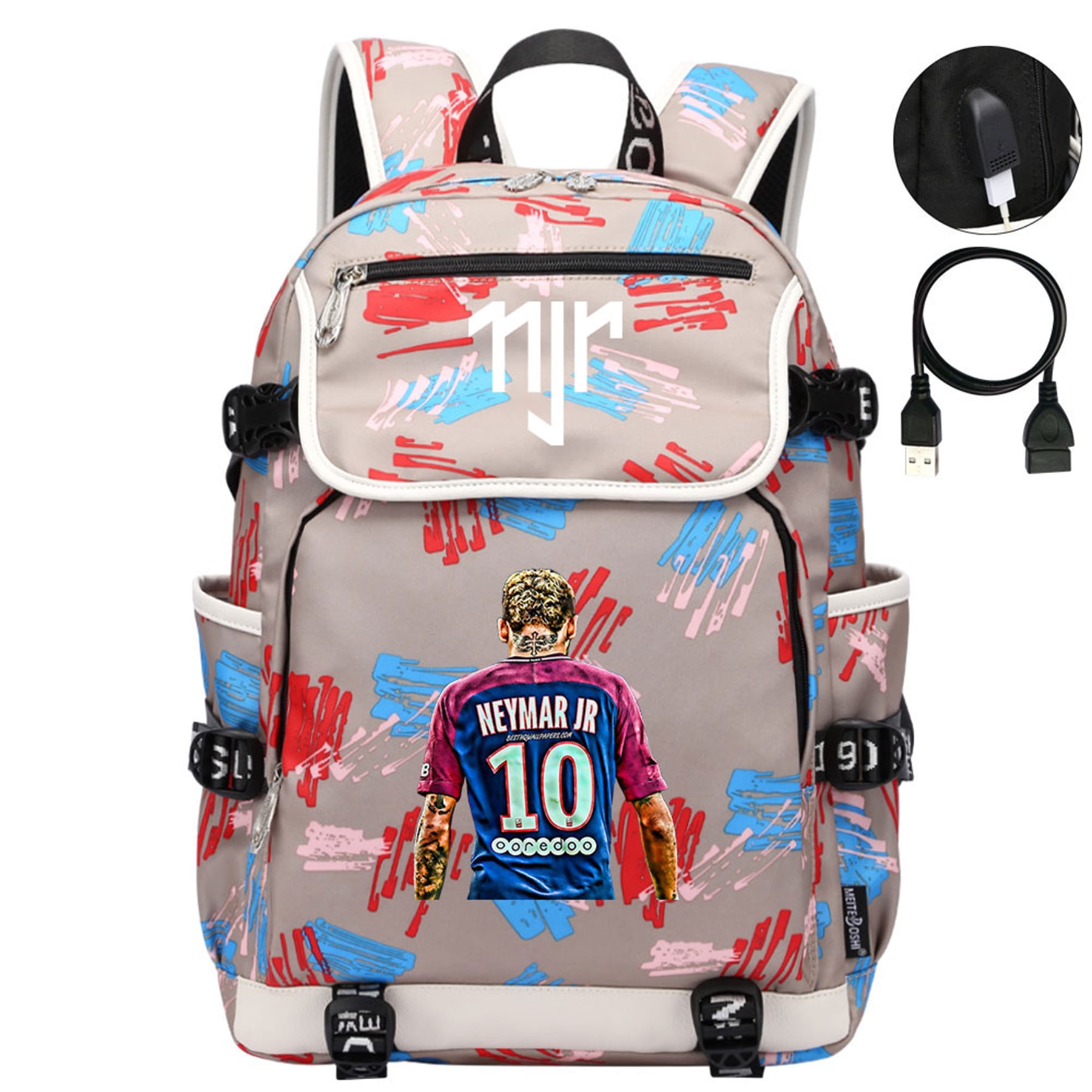 Soccer Star Neymar JR Laptop Backpack Student Back to School Bookbag ...