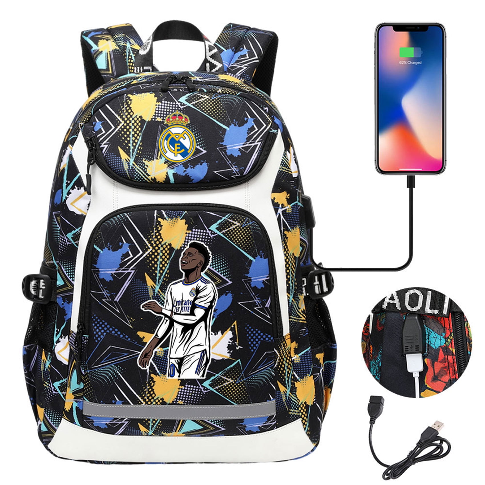 Soccer Star Vinicius Junior Backpack Student Back to School Book Bag ...