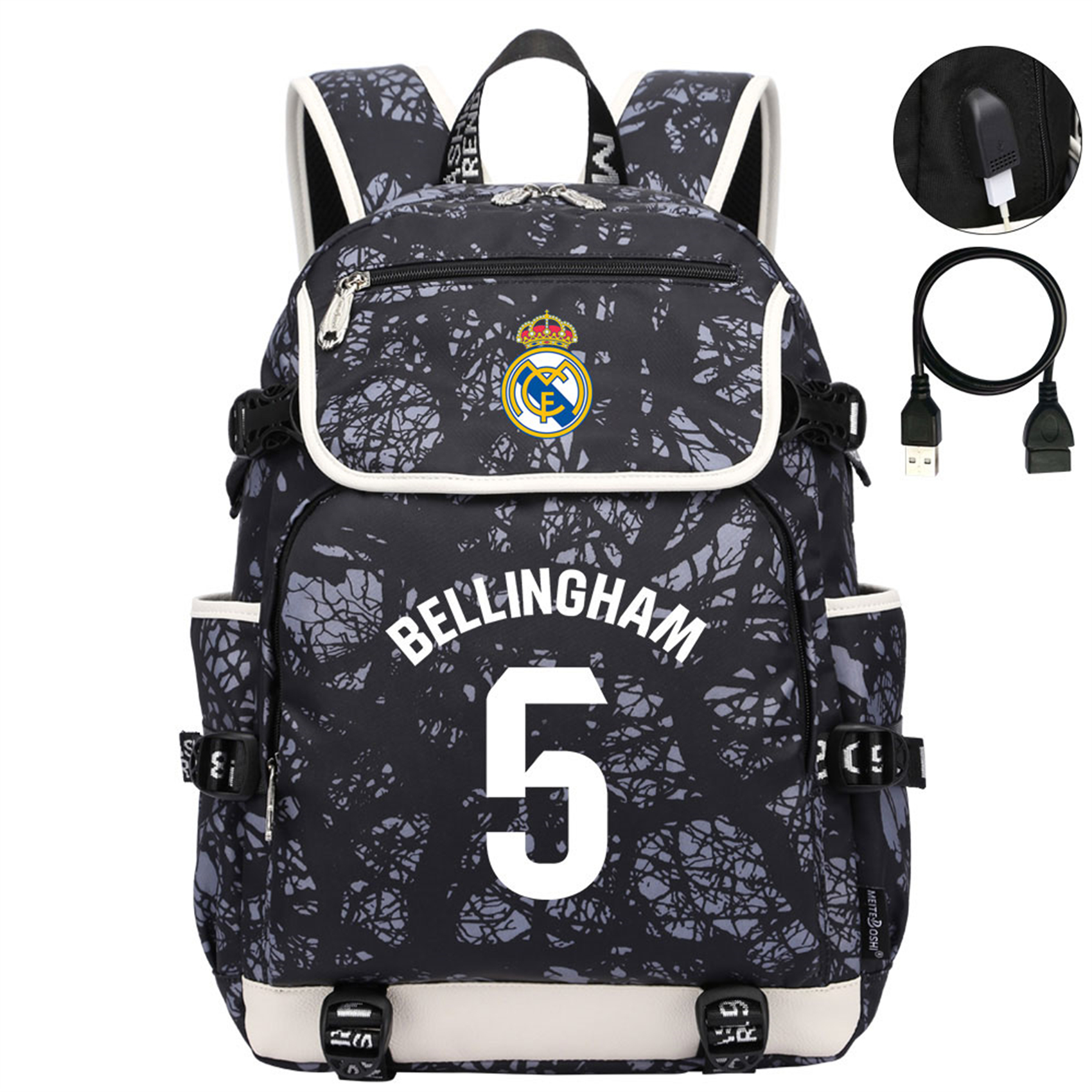 Soccer Stars Jude Bellingham Backpack with USB Charging Port-Student ...