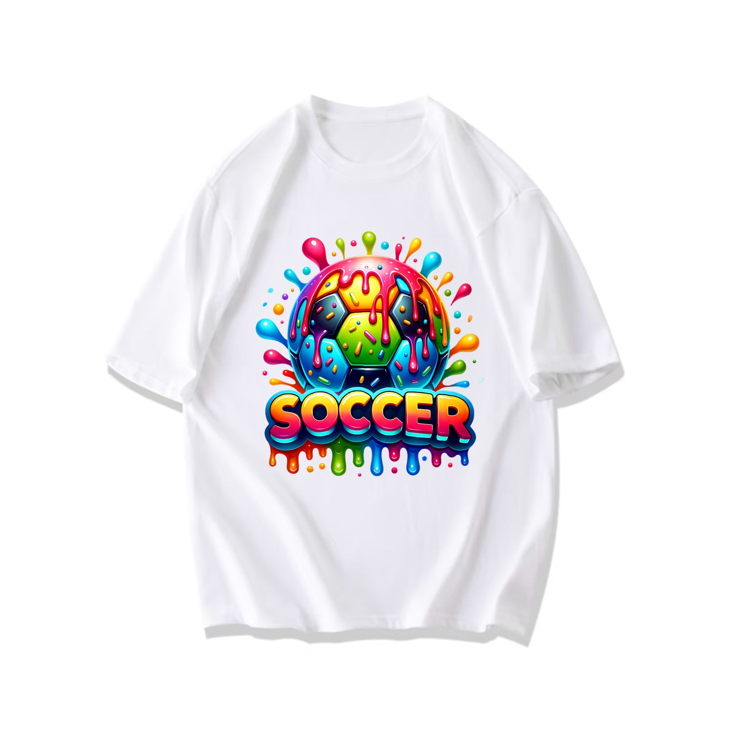 Soccer T Shirt Black Colorful Soccer Ball And Dripping Paint Design ...
