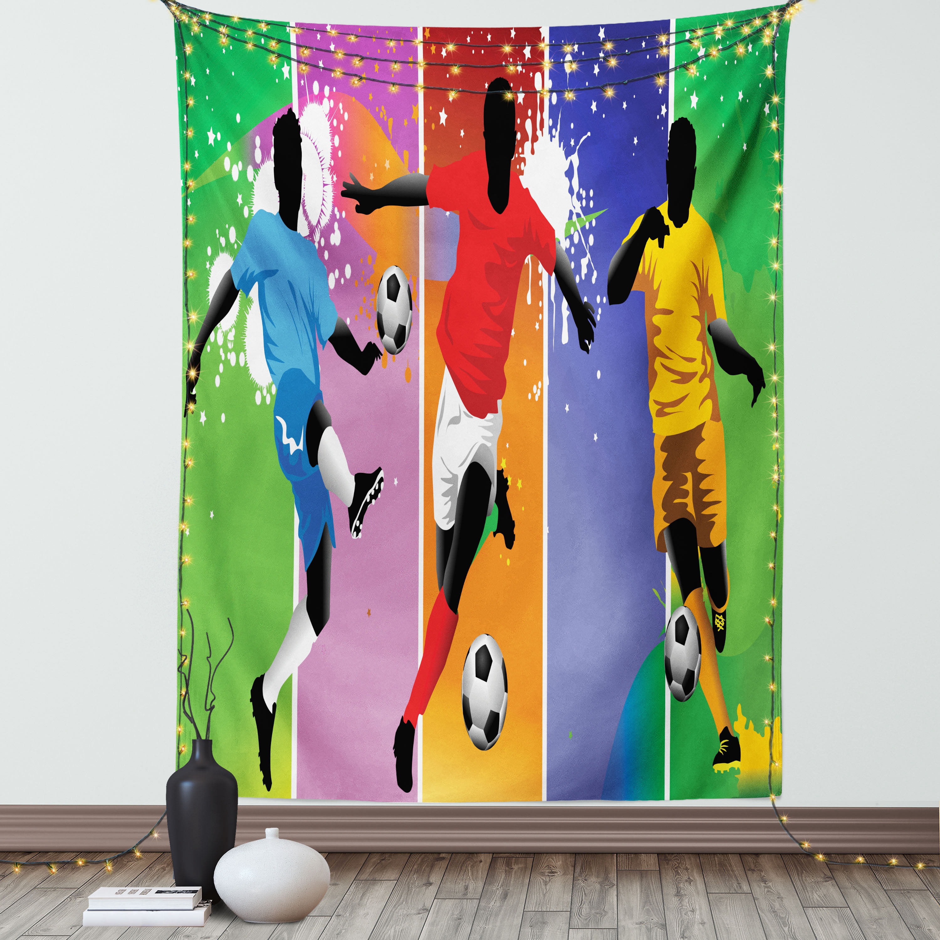 Soccer Tapestry, Soccer Design Elements with Four Player Different ...