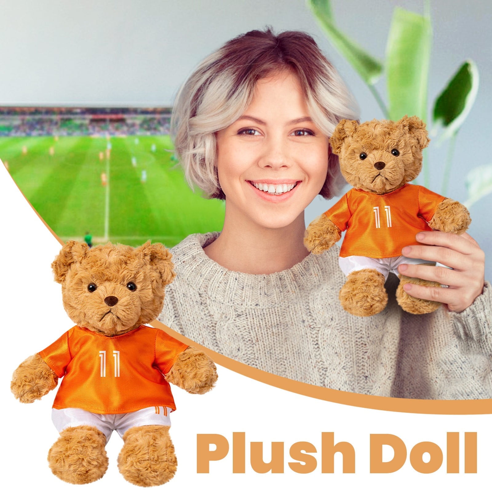 Soccer Teddy Bear Plush Toy, 13.4" Cute Teddy Bear Huggable Plushies ...